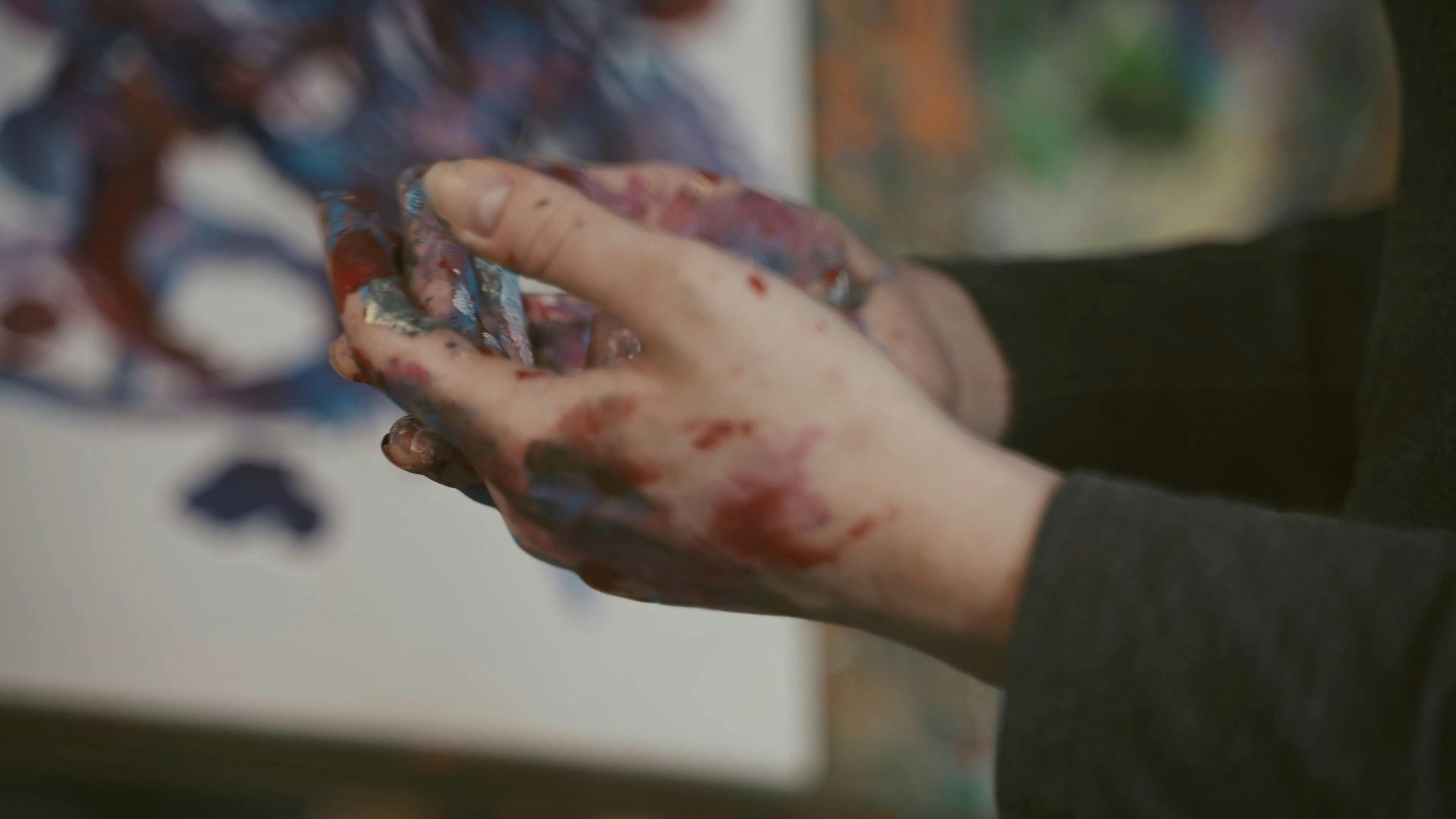 Hands with Paint · Free Stock Video