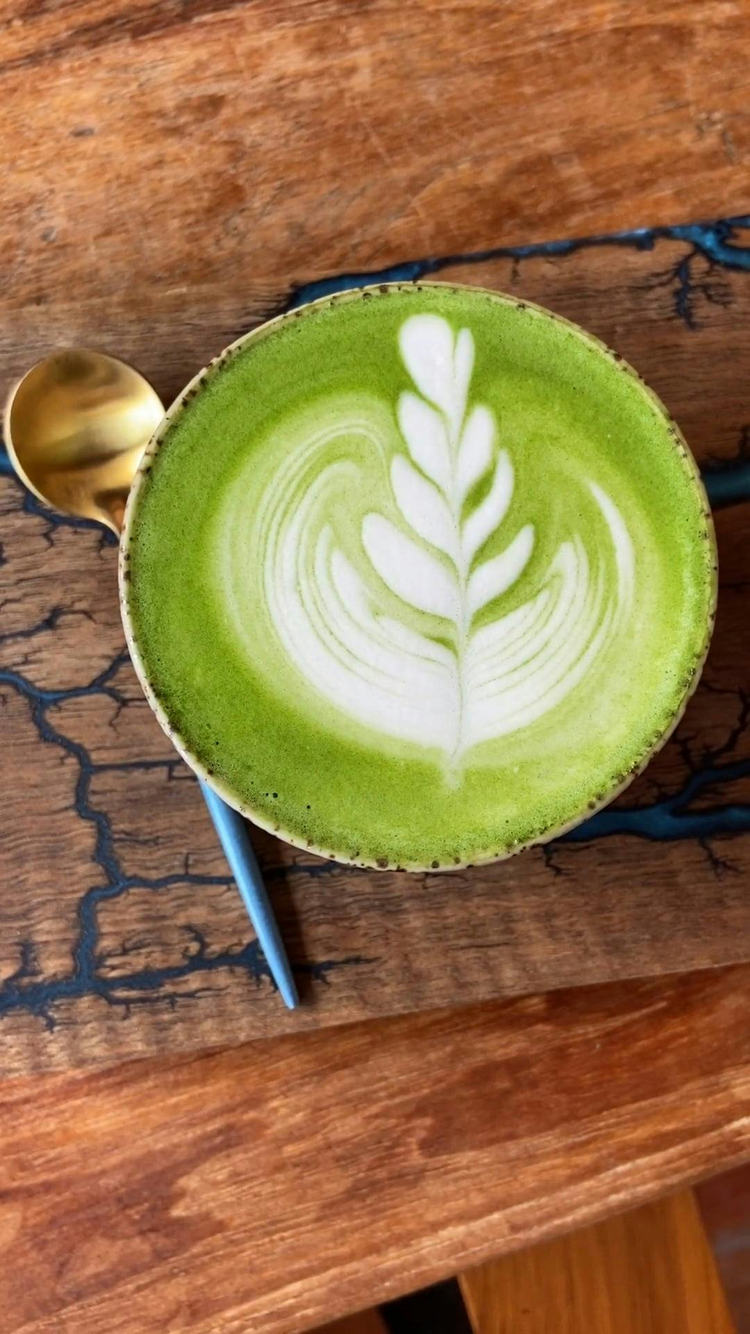 Latte Art on a Matcha Drink · Free Stock Video