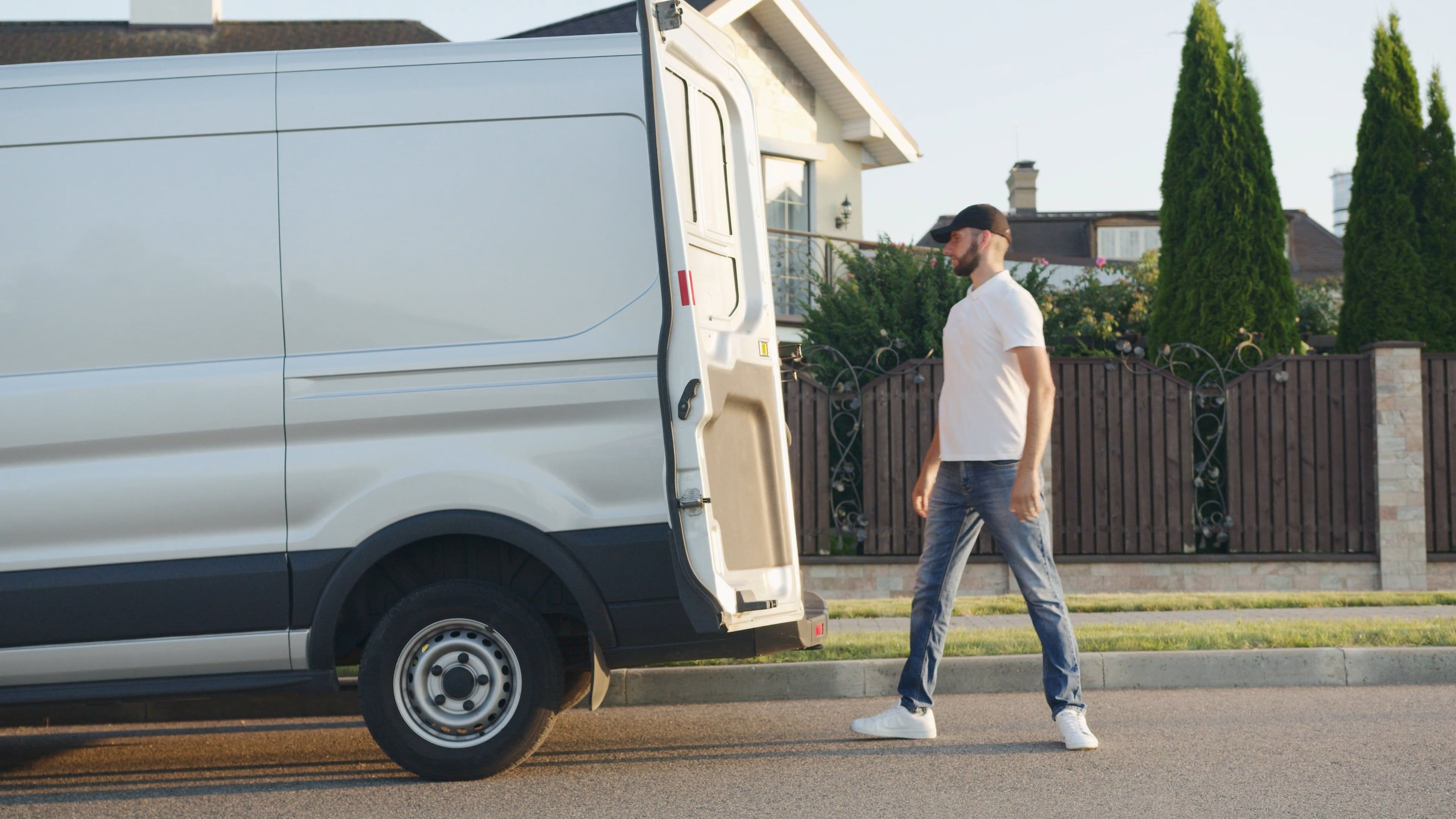 A Man Getting the Packages from the Panel Van Free Stock Video Footage ...