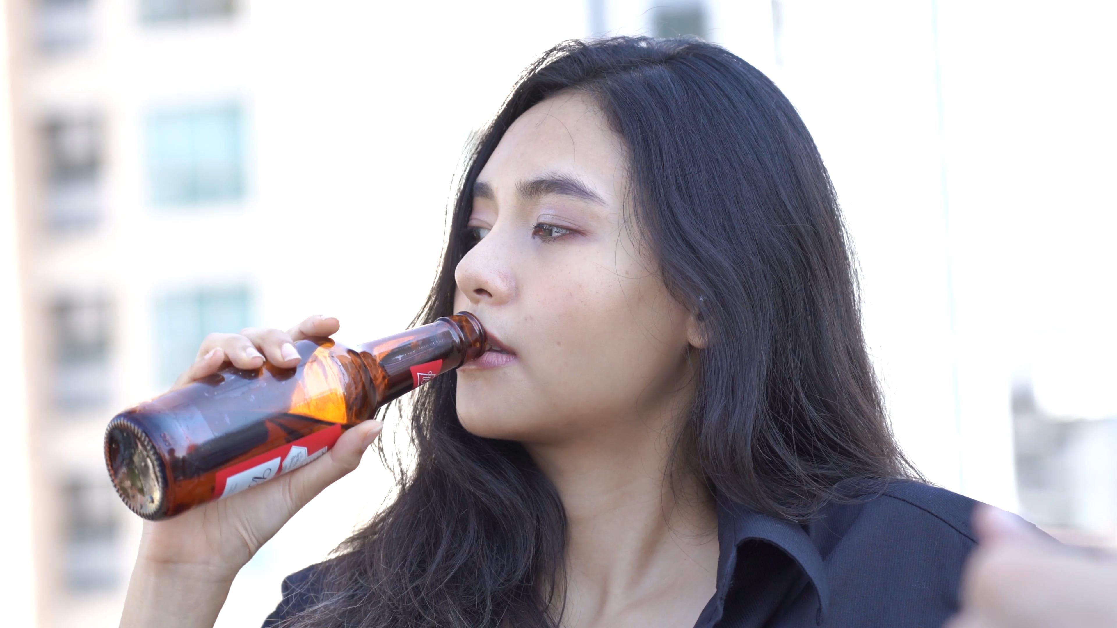Beautiful Woman Drinking Beer Free Stock Video Footage, Royalty-Free 4K ...