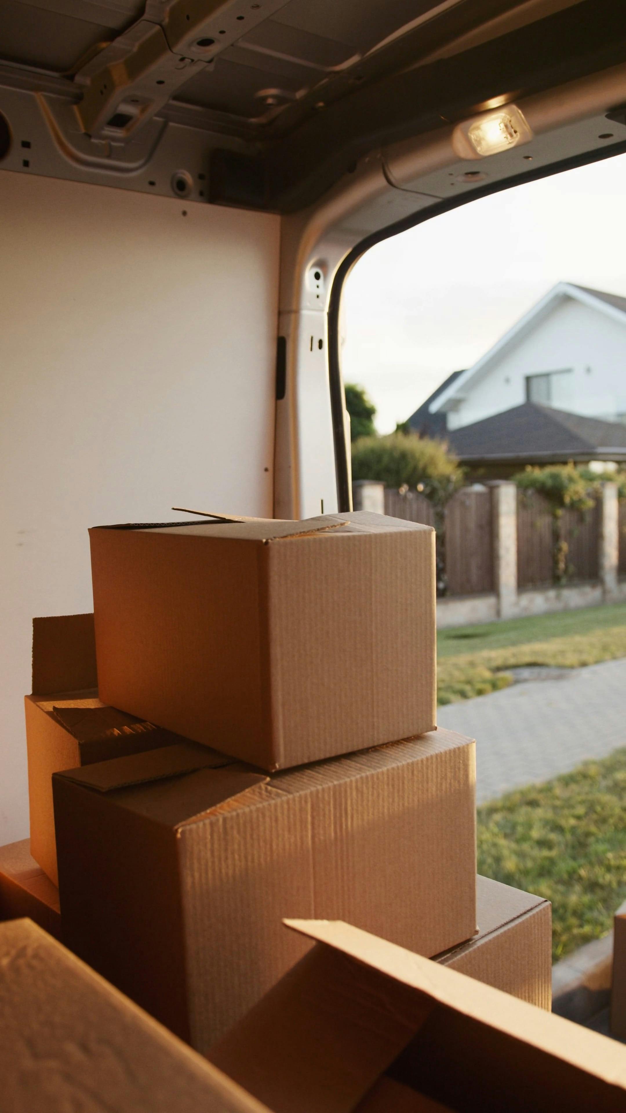Delivery Man taking Courier Boxes out for Delivery · Free Stock Video