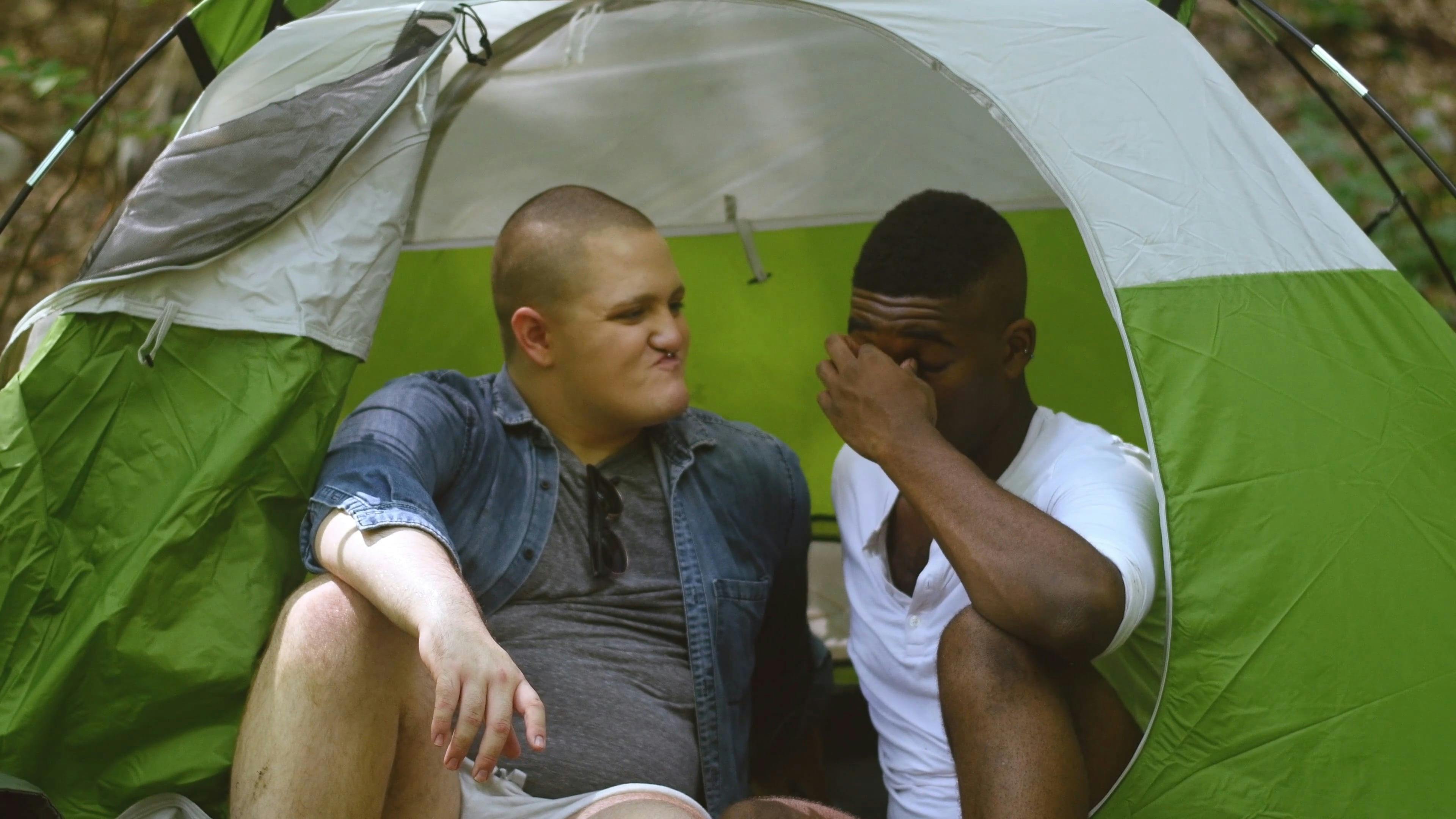 Guys Talking in a camping Tent · Free Stock Video