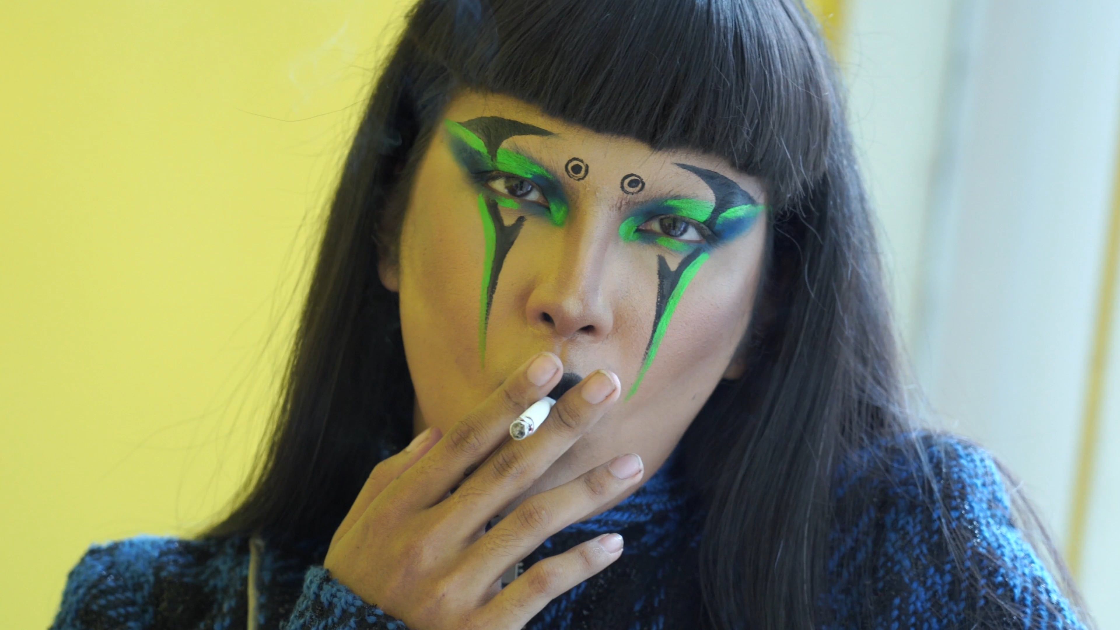 A Woman With Make up on Her Face Smoking Free Stock Video Footage ...