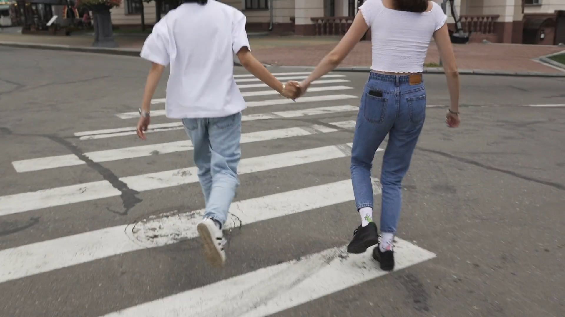 Female Couple Crossing the Street Free Stock Video Footage, Royalty ...