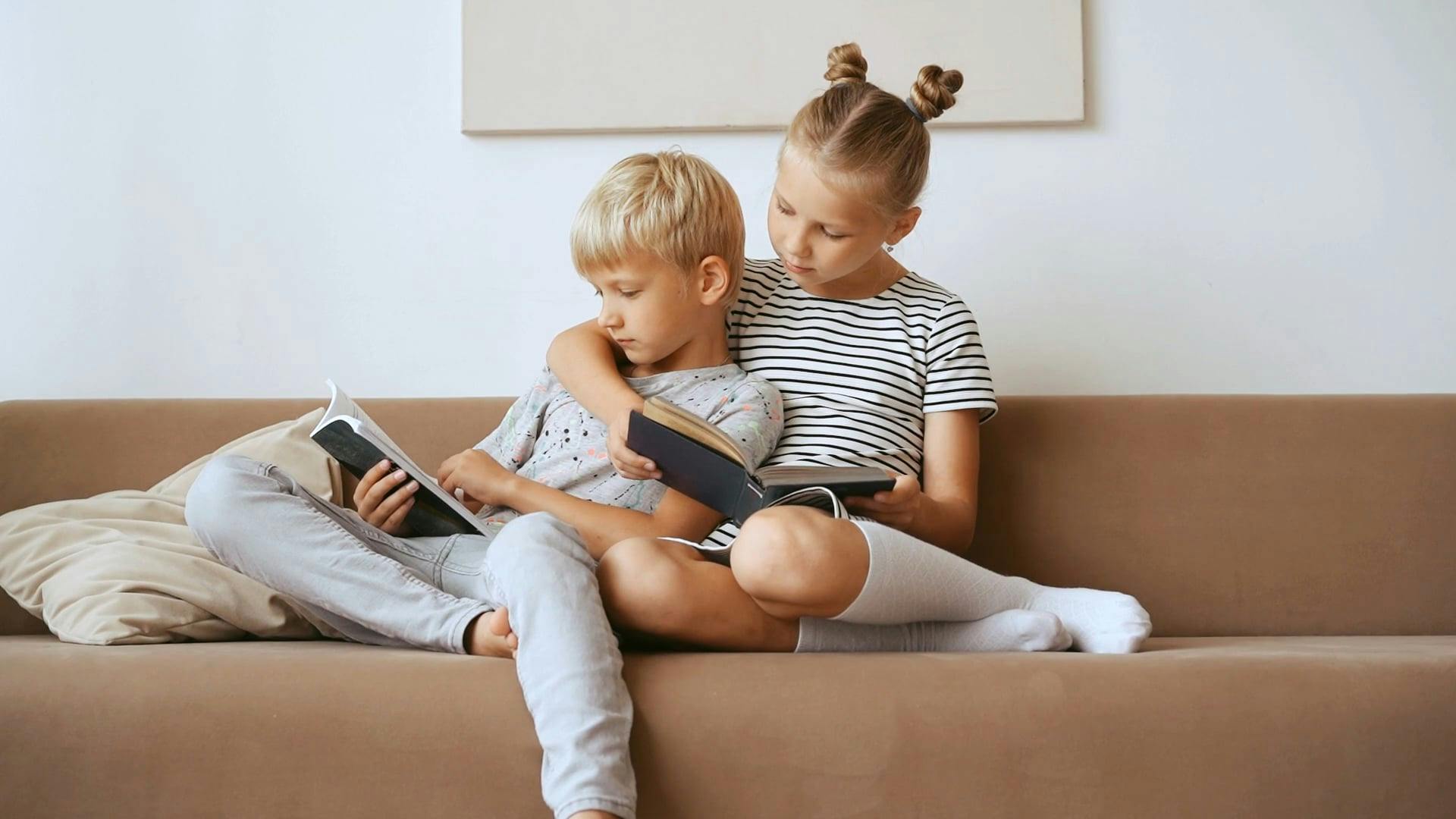 Brother and Sister Reading Books · Free Stock Video