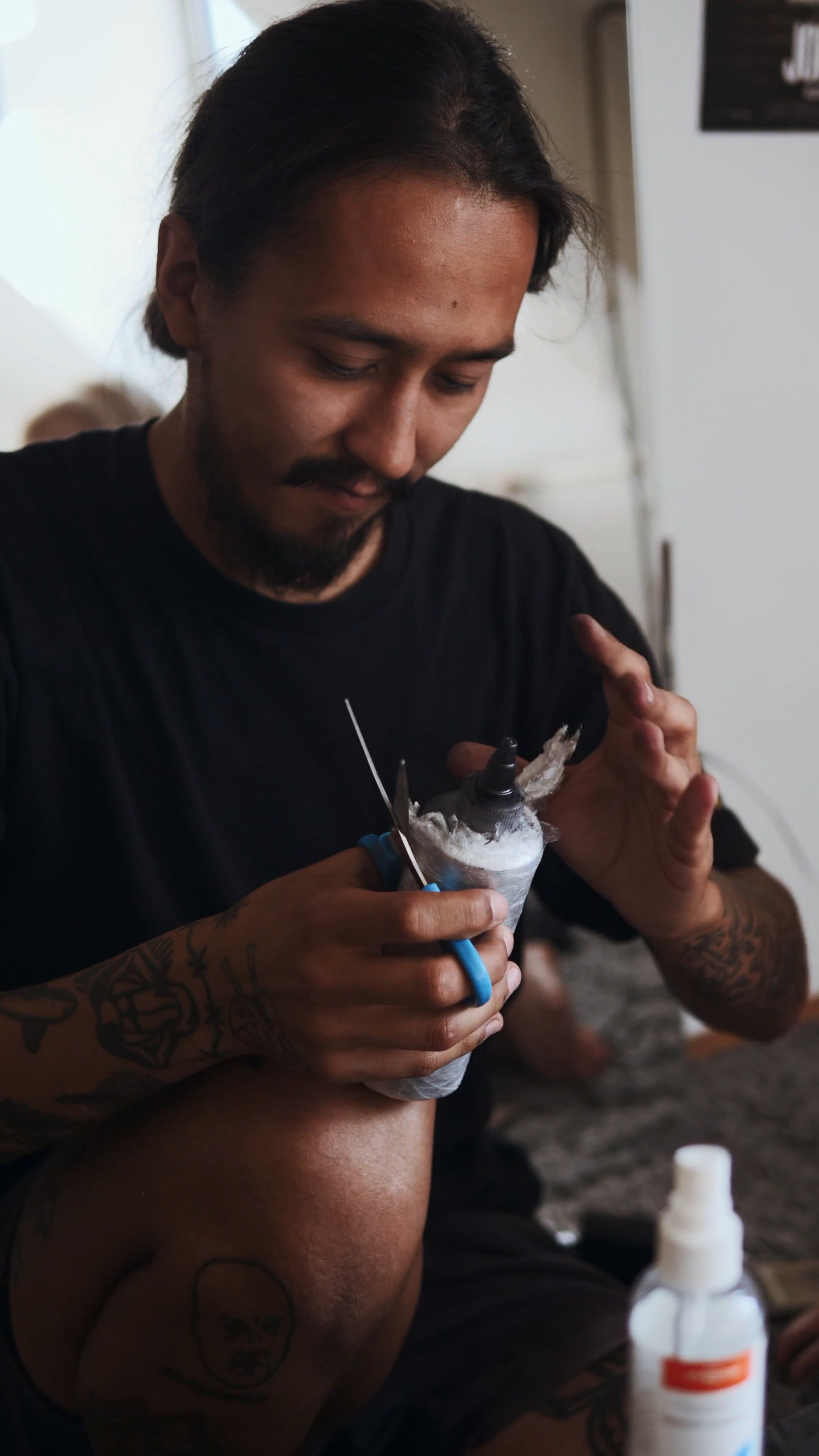 Tattoo Artist Cutting Open Ink for his Work Free Stock Video Footage ...