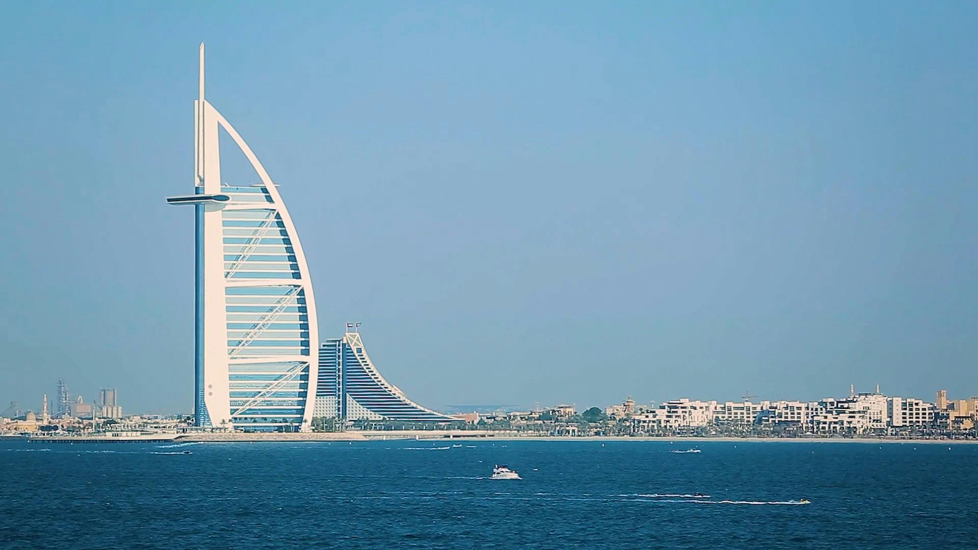 Vies of Burj Al Arab from other Side of the Ocean Free Stock Video ...