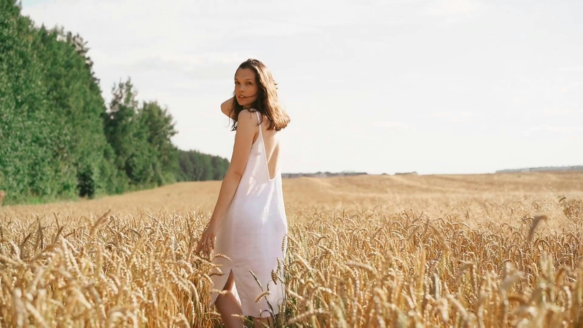 A Woman Walking in a Field Free Stock Video Footage, Royalty-Free 4K ...