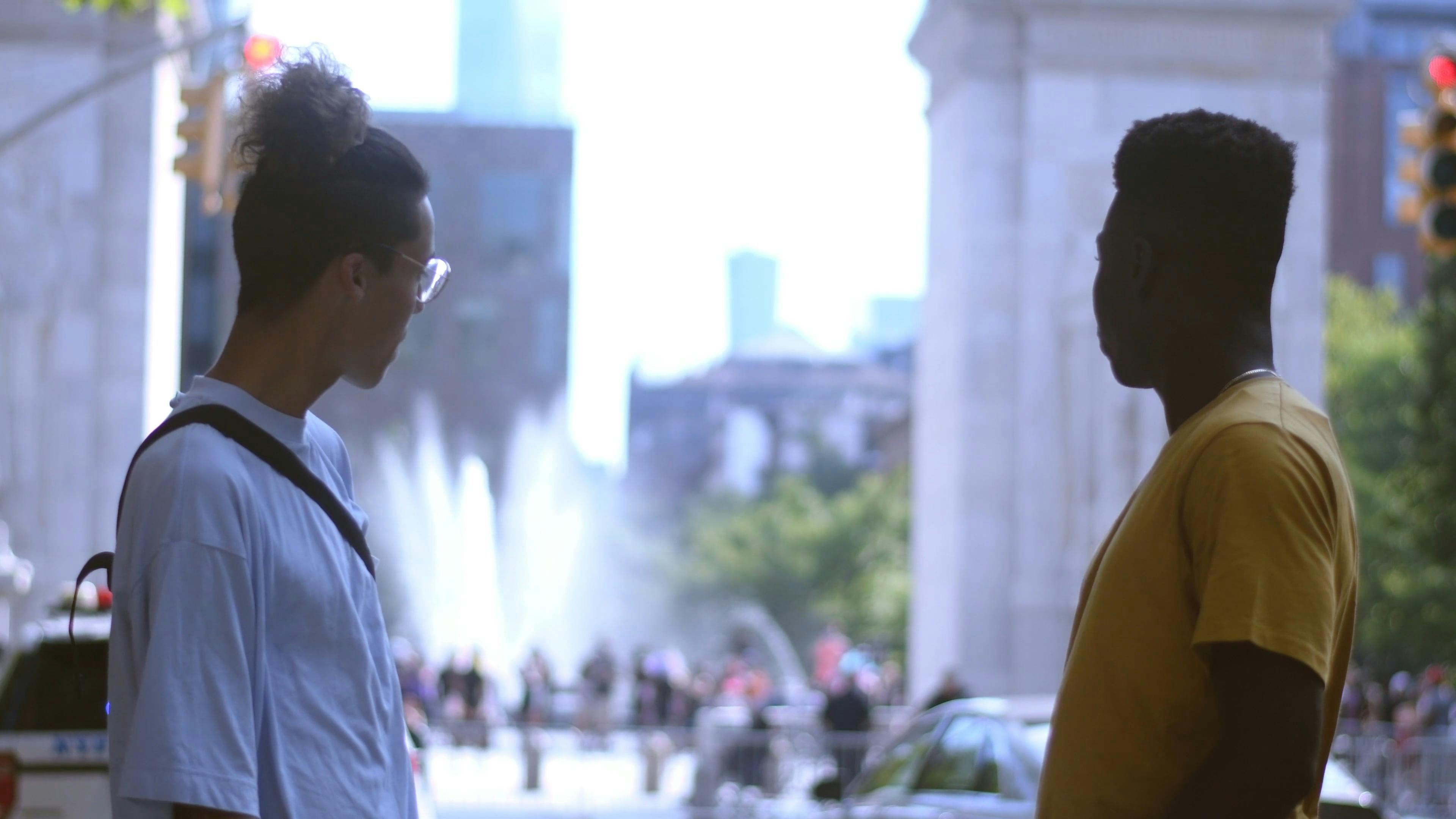 Two Men Standing On The Sidewalk Free Stock Video Footage, Royalty-Free ...