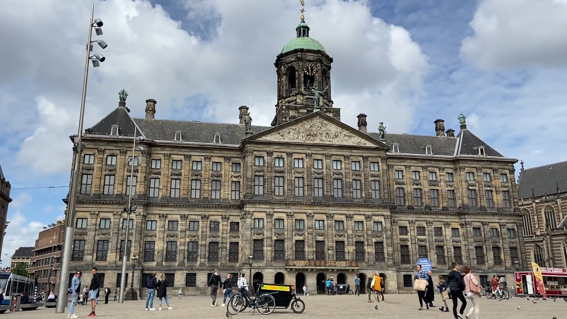 Dam Square Amsterdam Church Bells ringing · Free Stock Video