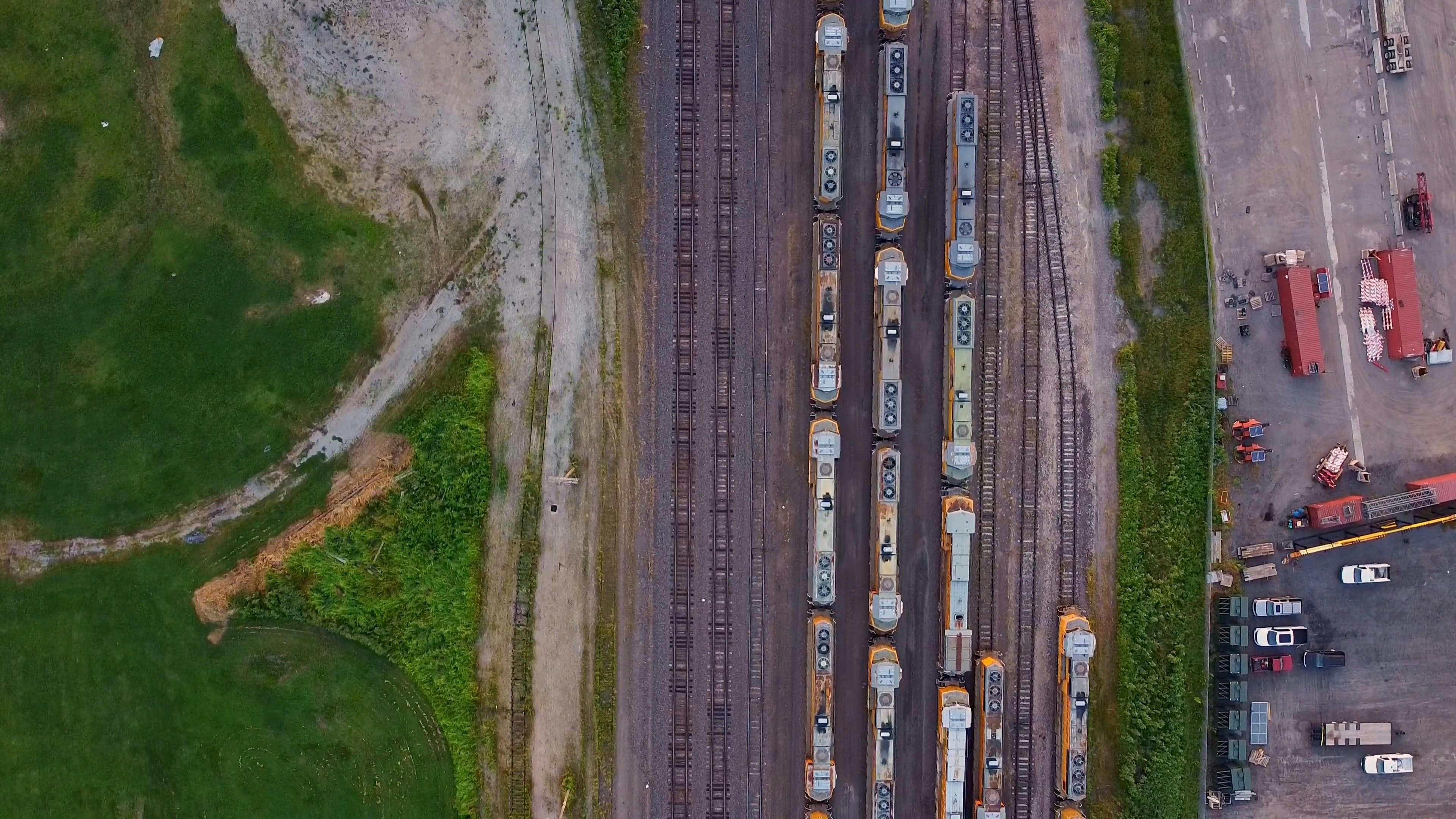 Top View of Trains on Railroad Tracks Free Stock Video Footage, Royalty ...