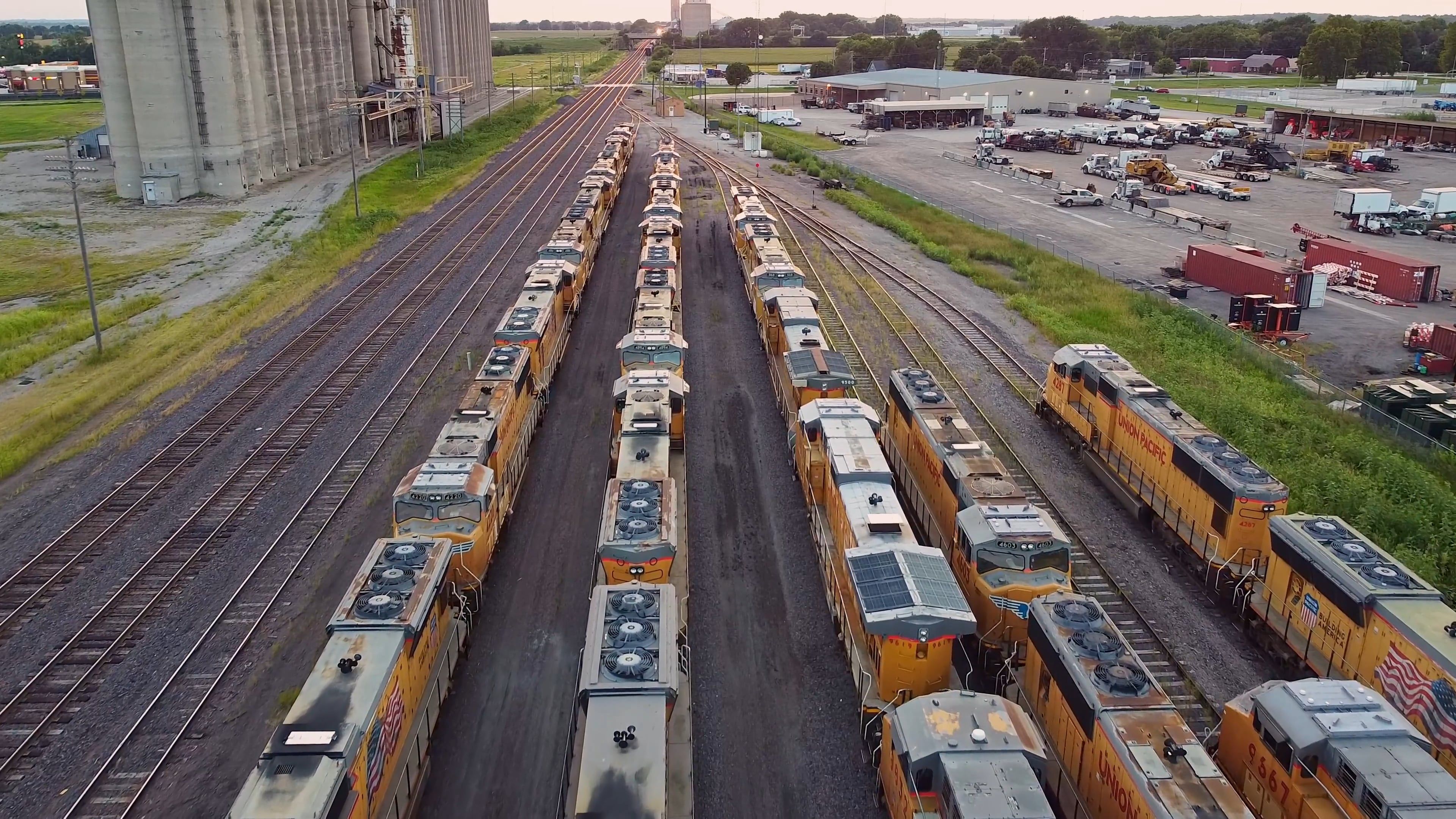 Drone Footage of Trains on Railroad Tracks Free Stock Video Footage ...