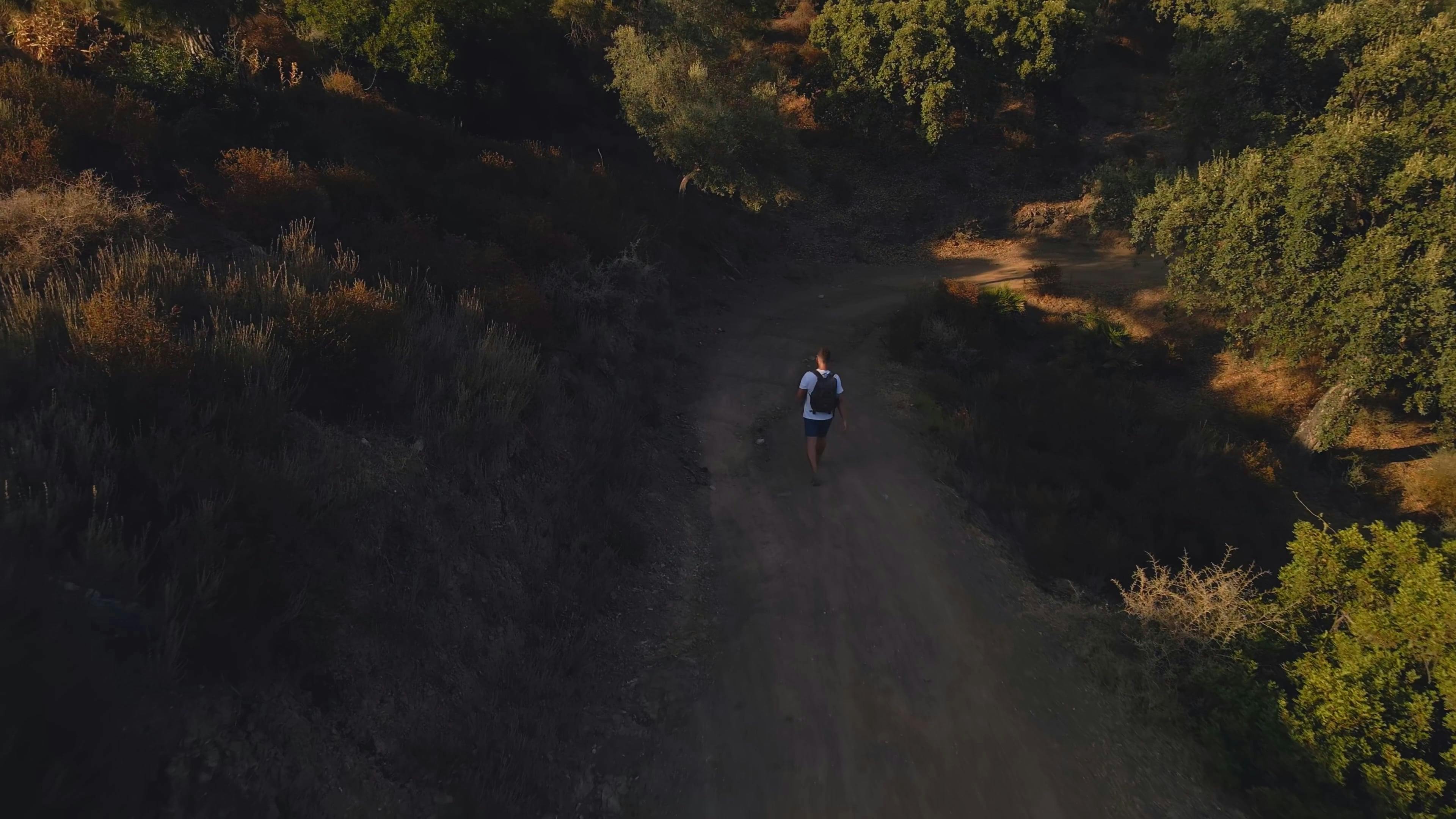 Drone Footage of a Man Walking Outdoors Free Stock Video Footage ...