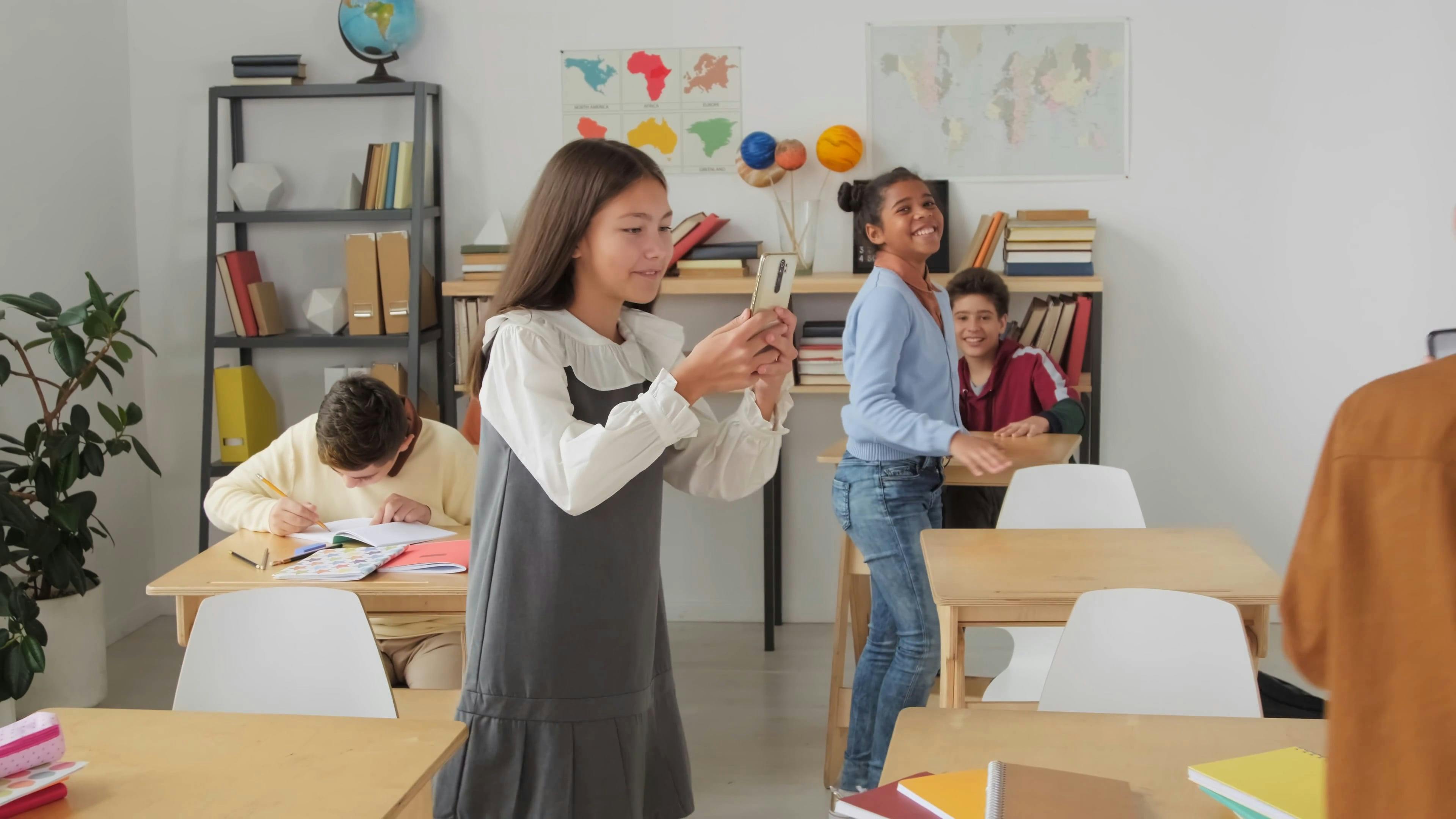 Teenagers Having Fun Inside the Classroom · Free Stock Video