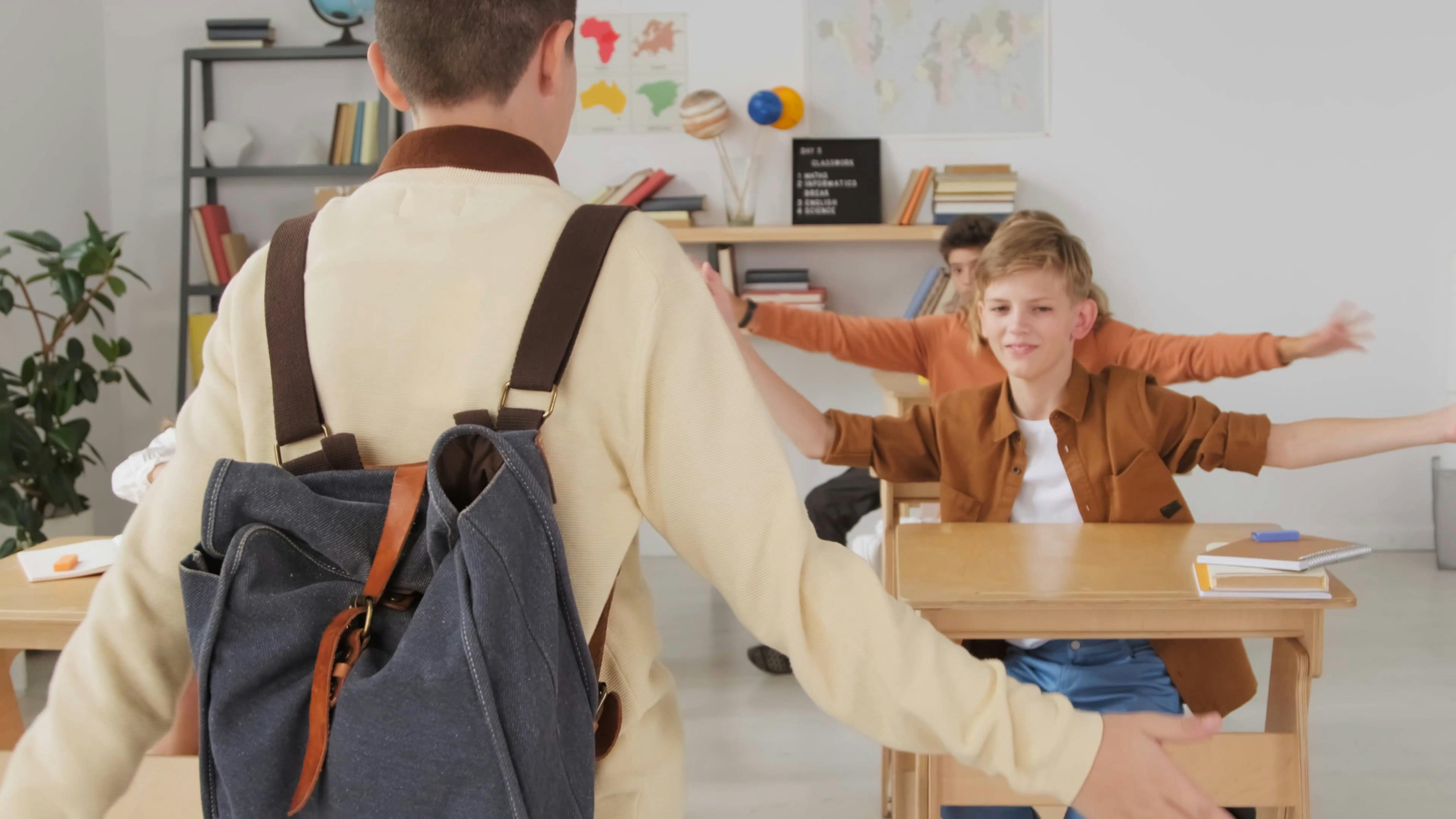 Boy Greetings His Classmates · Free Stock Video