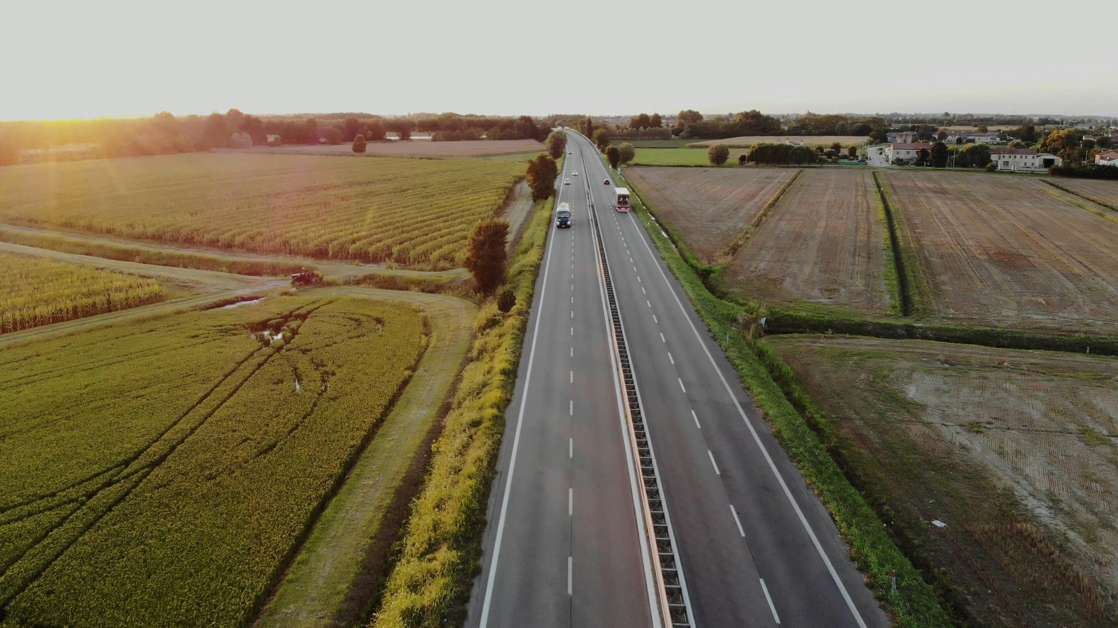A Highway Built Across Farm Lands · Free Stock Video