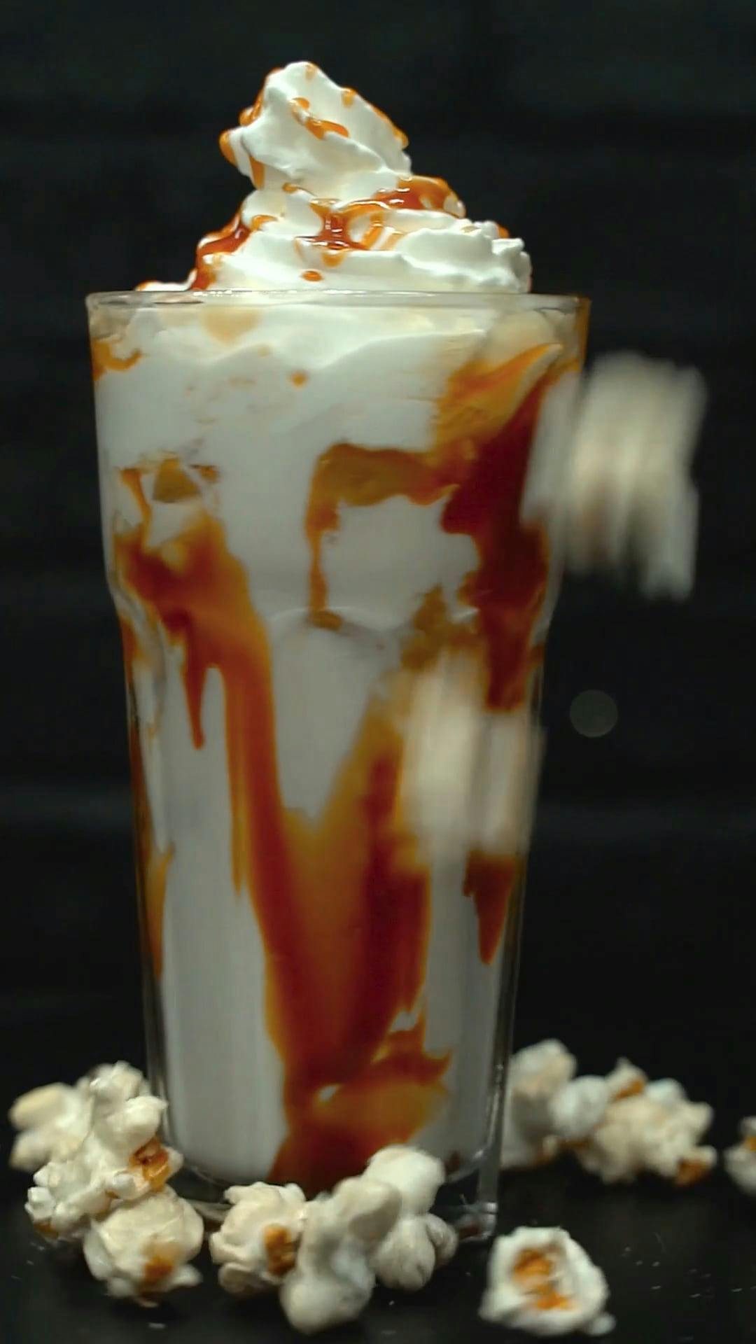 Popcorn Dropping on a Smoothie · Free Stock Video