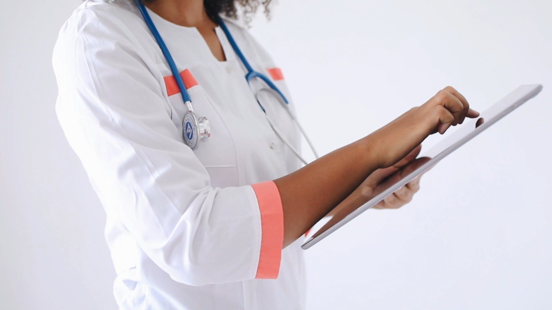 Side View of a Lady Doctor with her Digital Tablet Free Stock Video ...