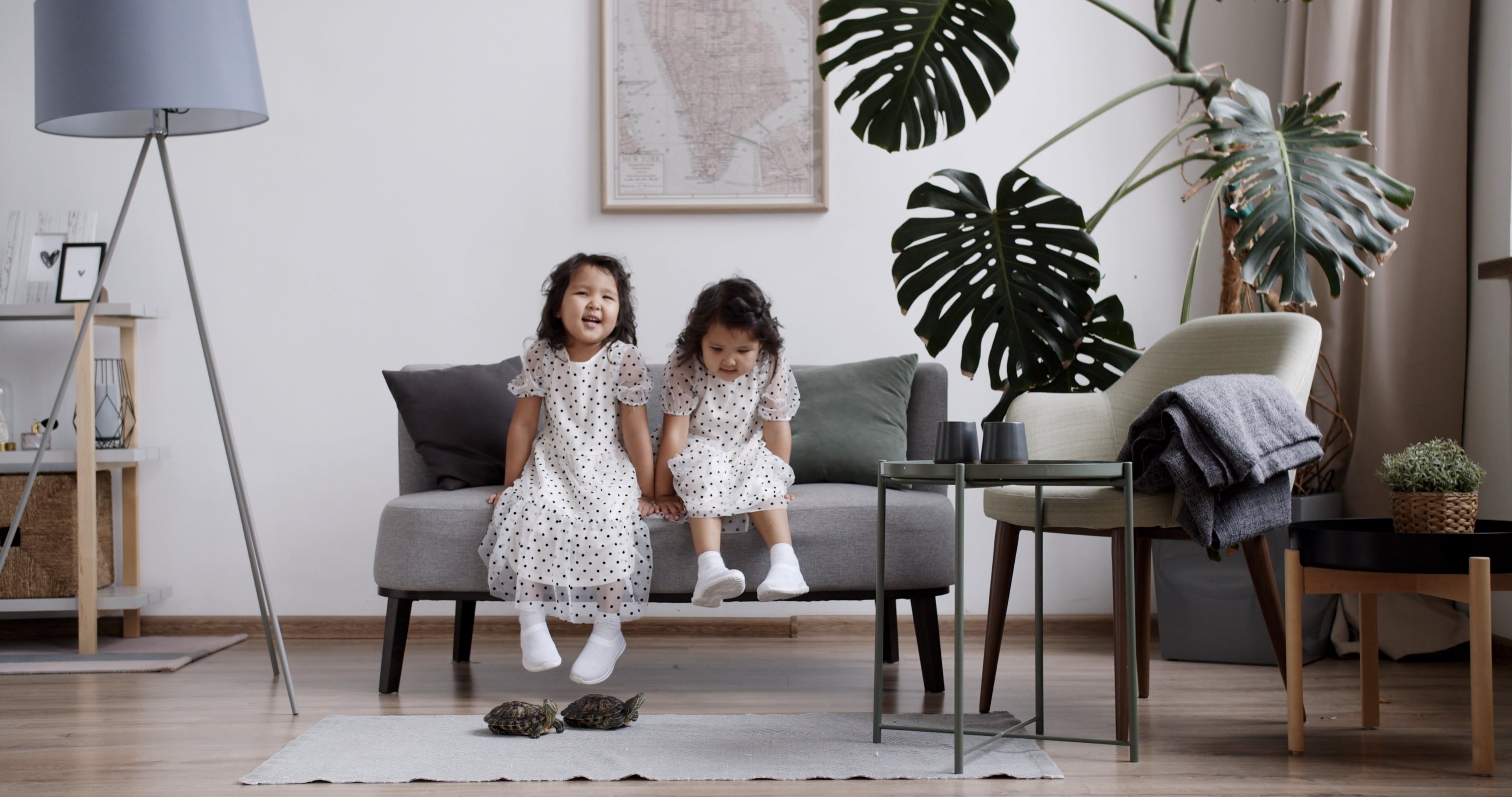 Two Little Kids Sitting On A Couch Free Stock Video Footage, Royalty ...