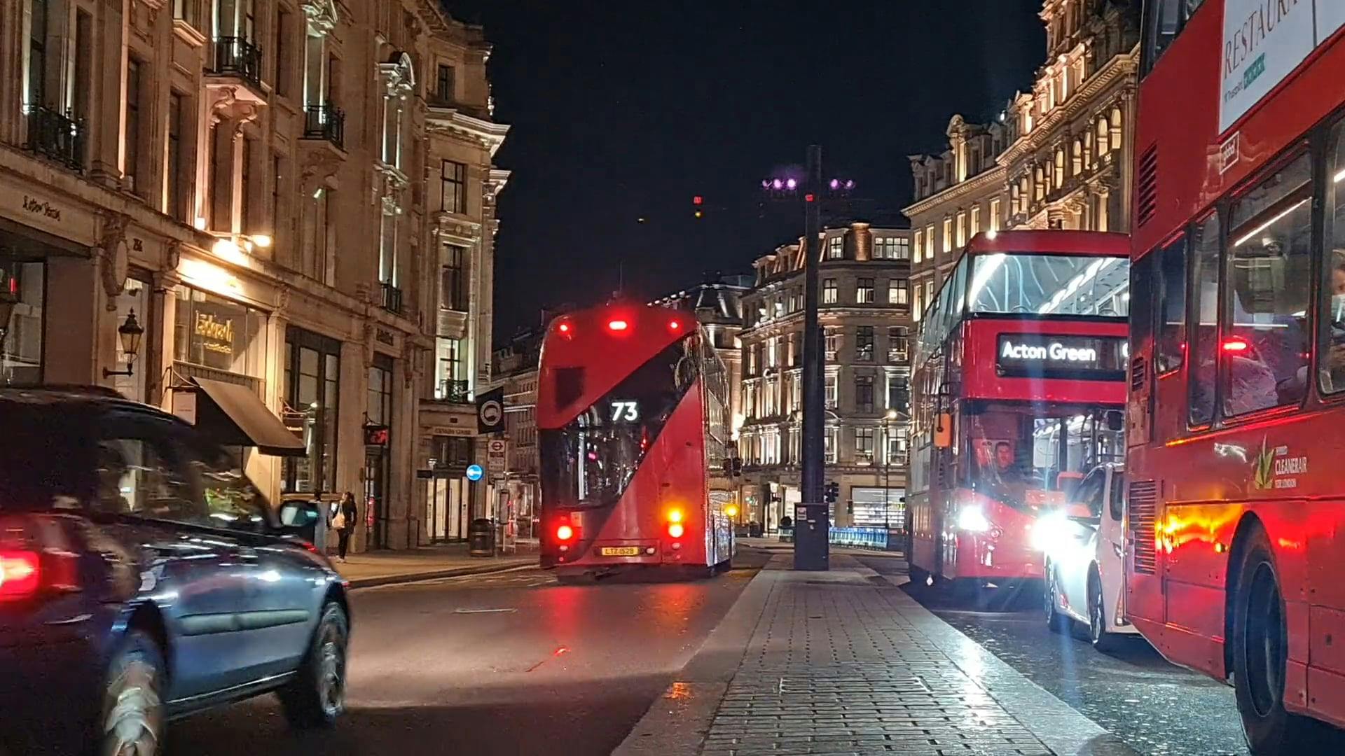 Traffic In London Street At Night Free Stock Video Footage, Royalty ...