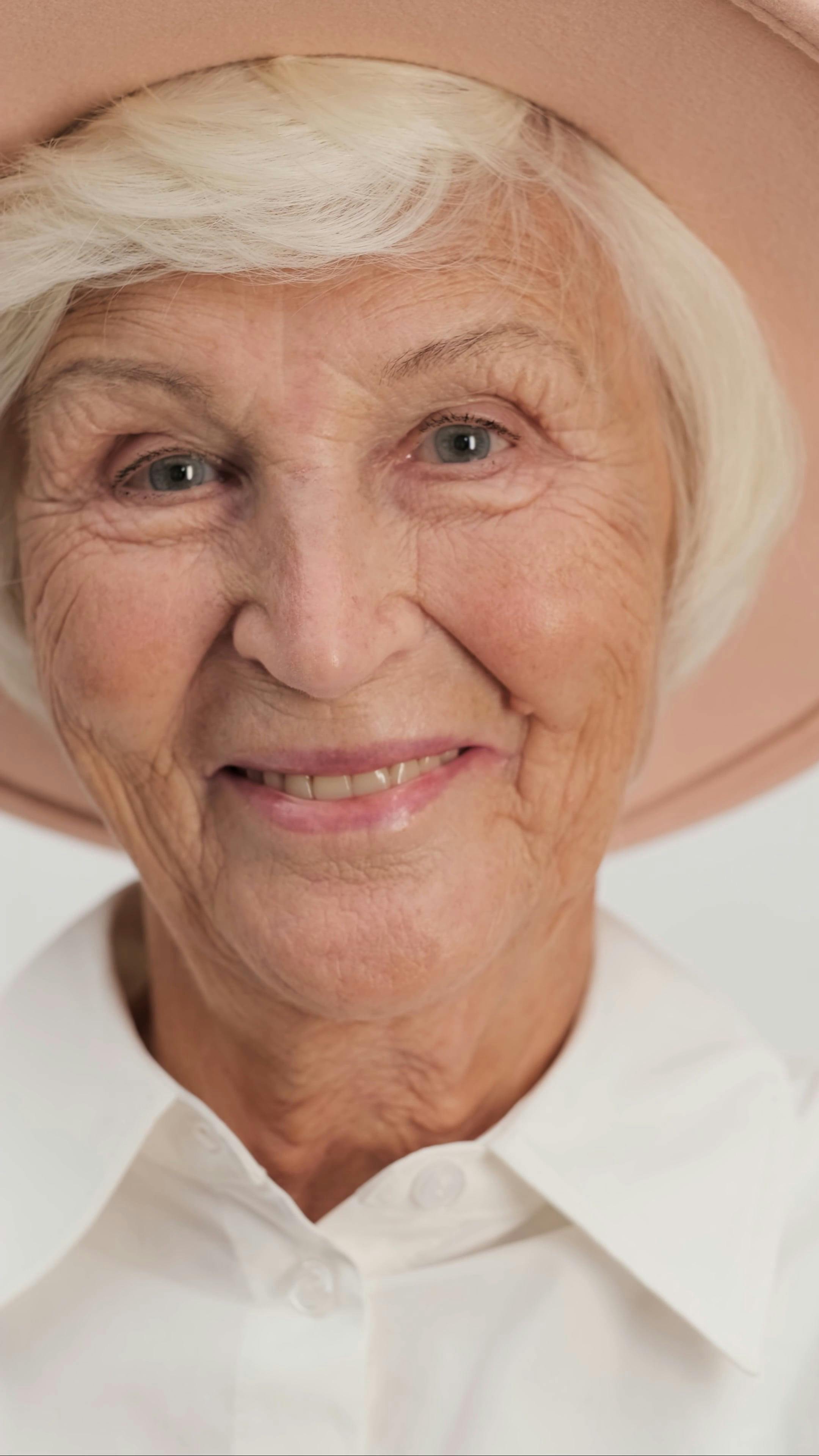 Close up of Stylish Wrinkled Woman Laughing Free Stock Video Footage ...