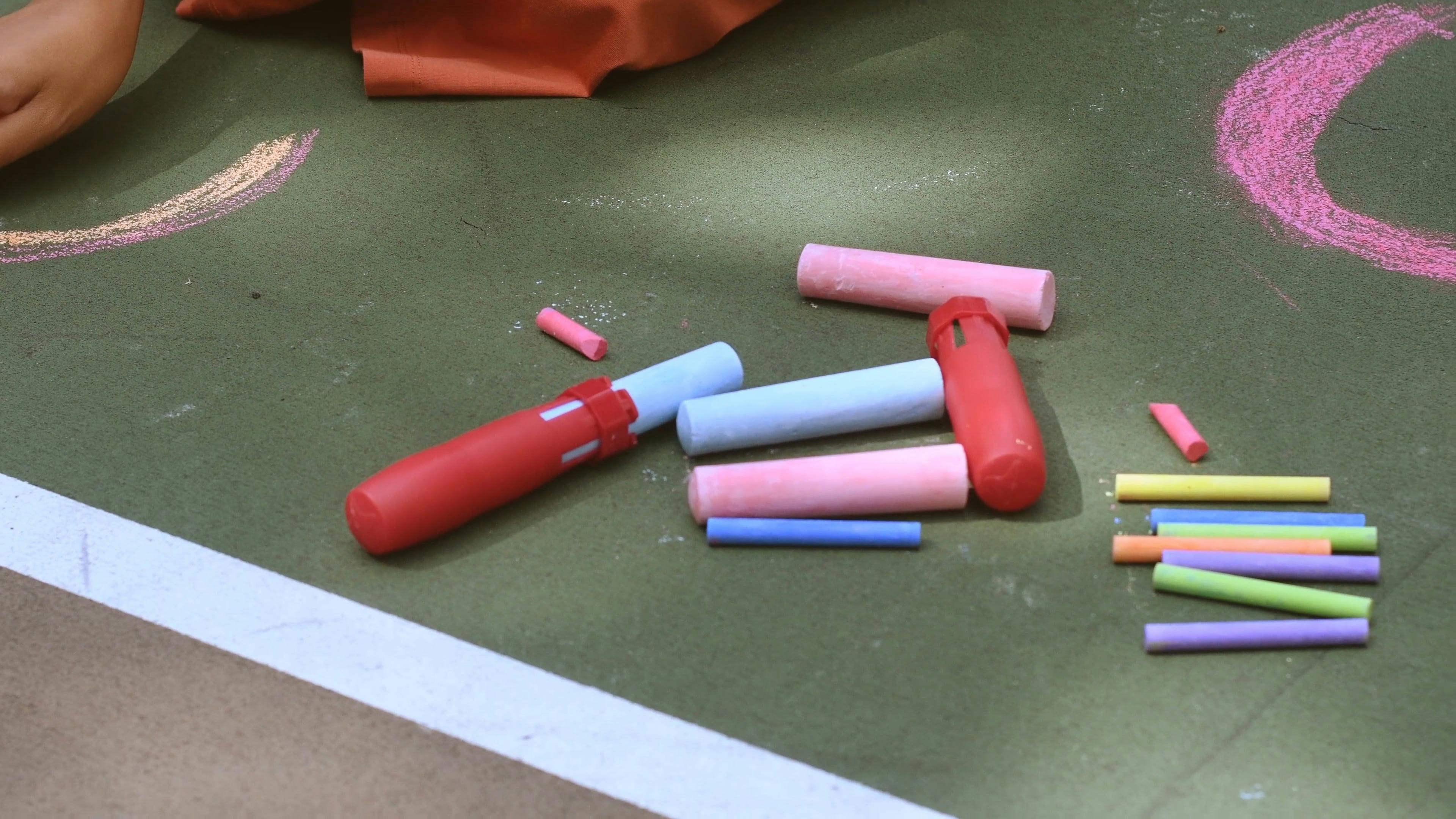 Kids Using Crayons to Draw on Street Free Stock Video Footage, Royalty ...