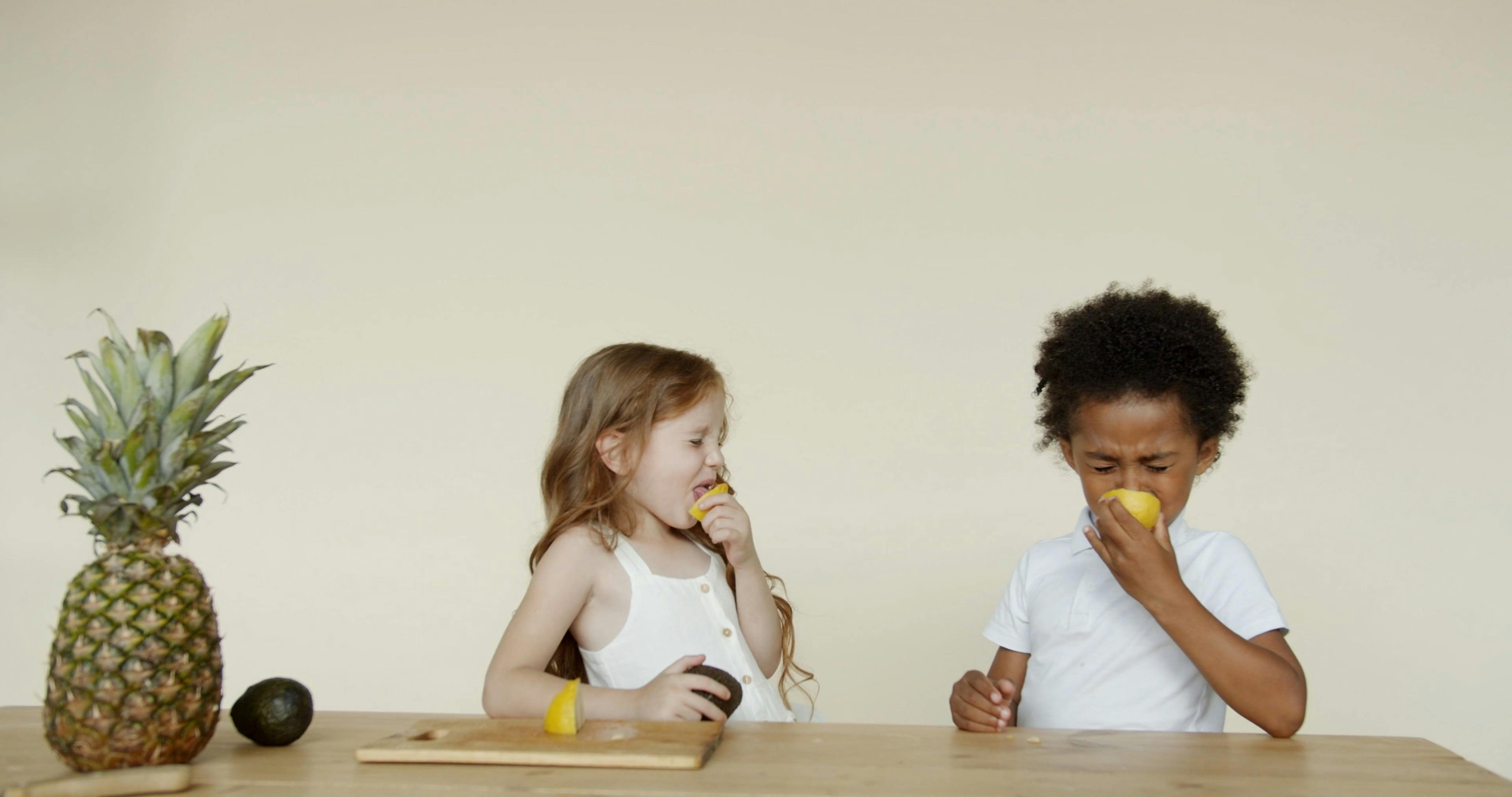Two Kids Eating Lemons · Free Stock Video