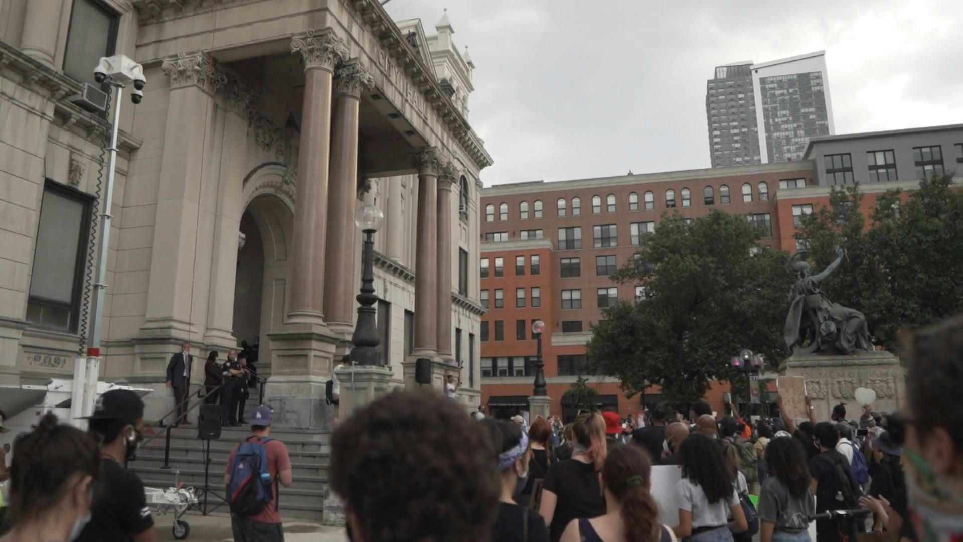 Woman Giving Speech for BLM Protest at City Hall · Free Stock Video
