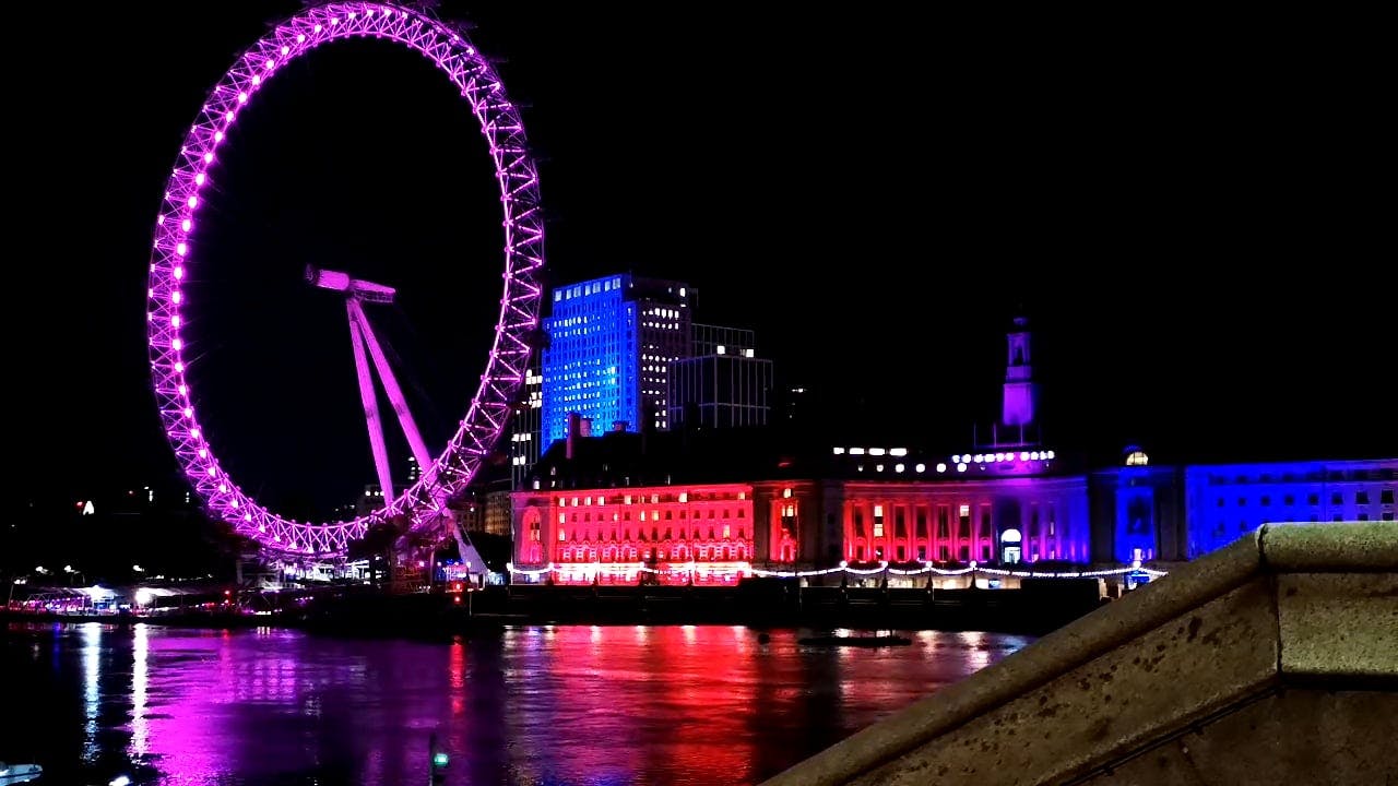 Colorful London Eye View at Night Free Stock Video Footage, Royalty ...