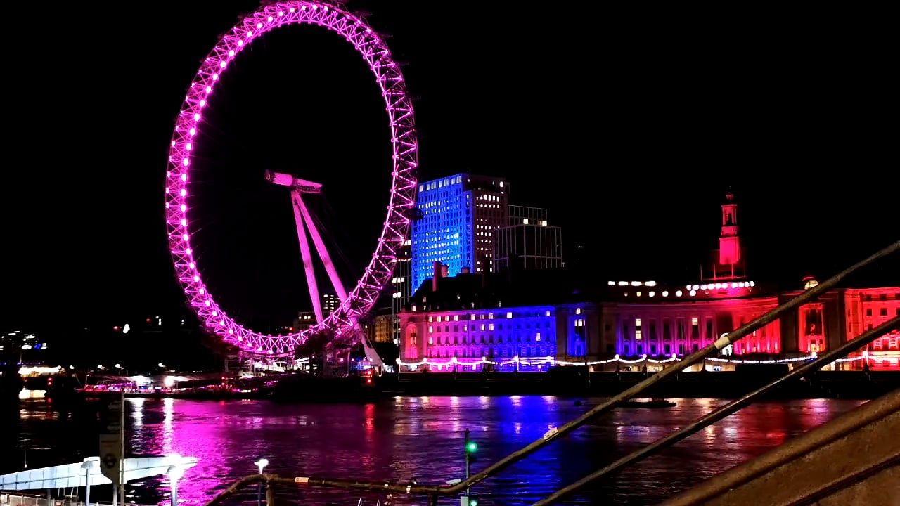 London Eye at Westminster Bridge at Night Free Stock Video Footage ...