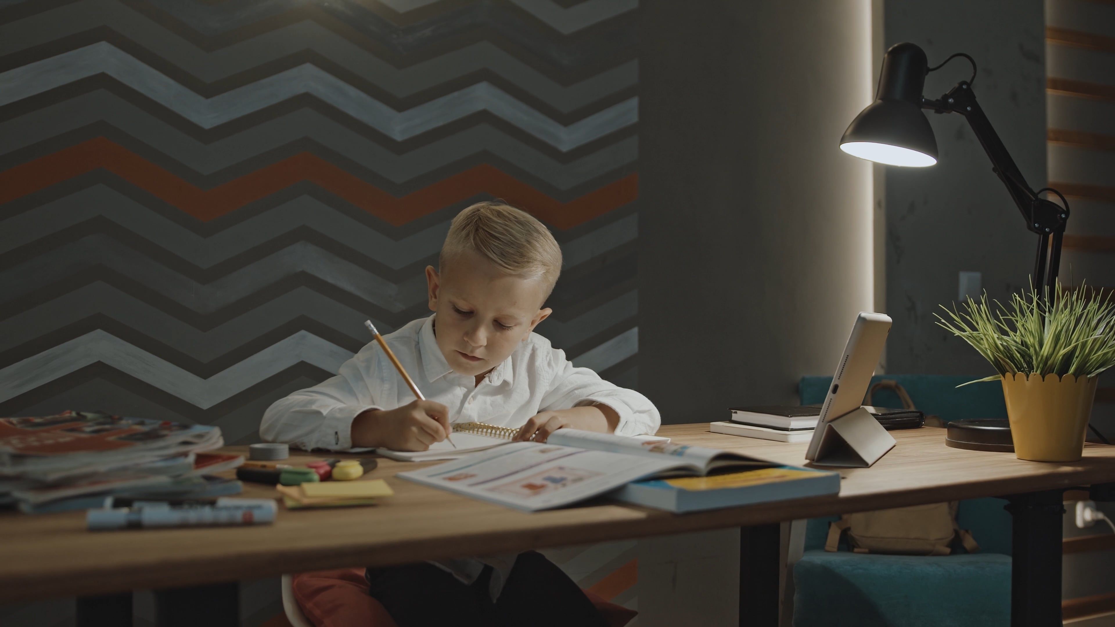 Top Angle View of Boy Doing his Homework Free Stock Video Footage ...