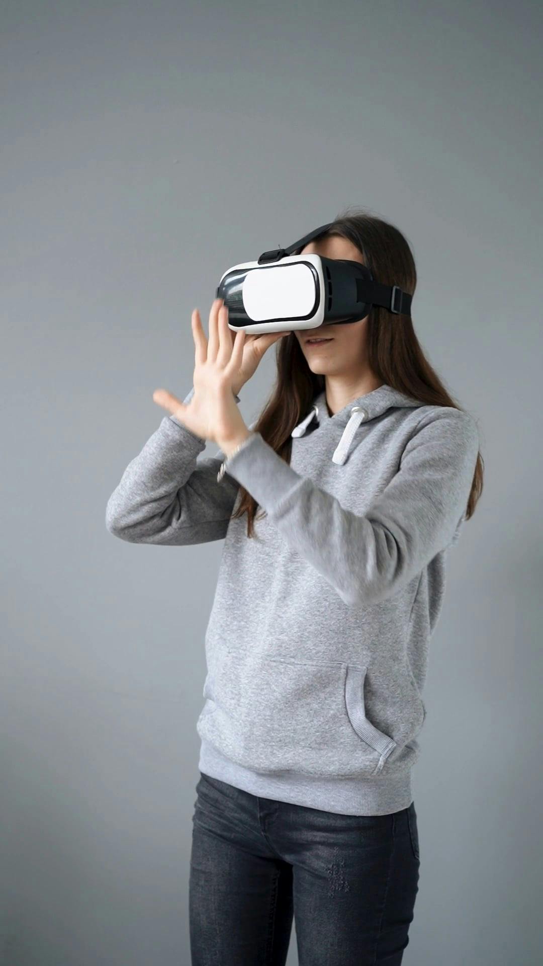 Woman Playing a Game on a Virtual Reality Box · Free Stock Video