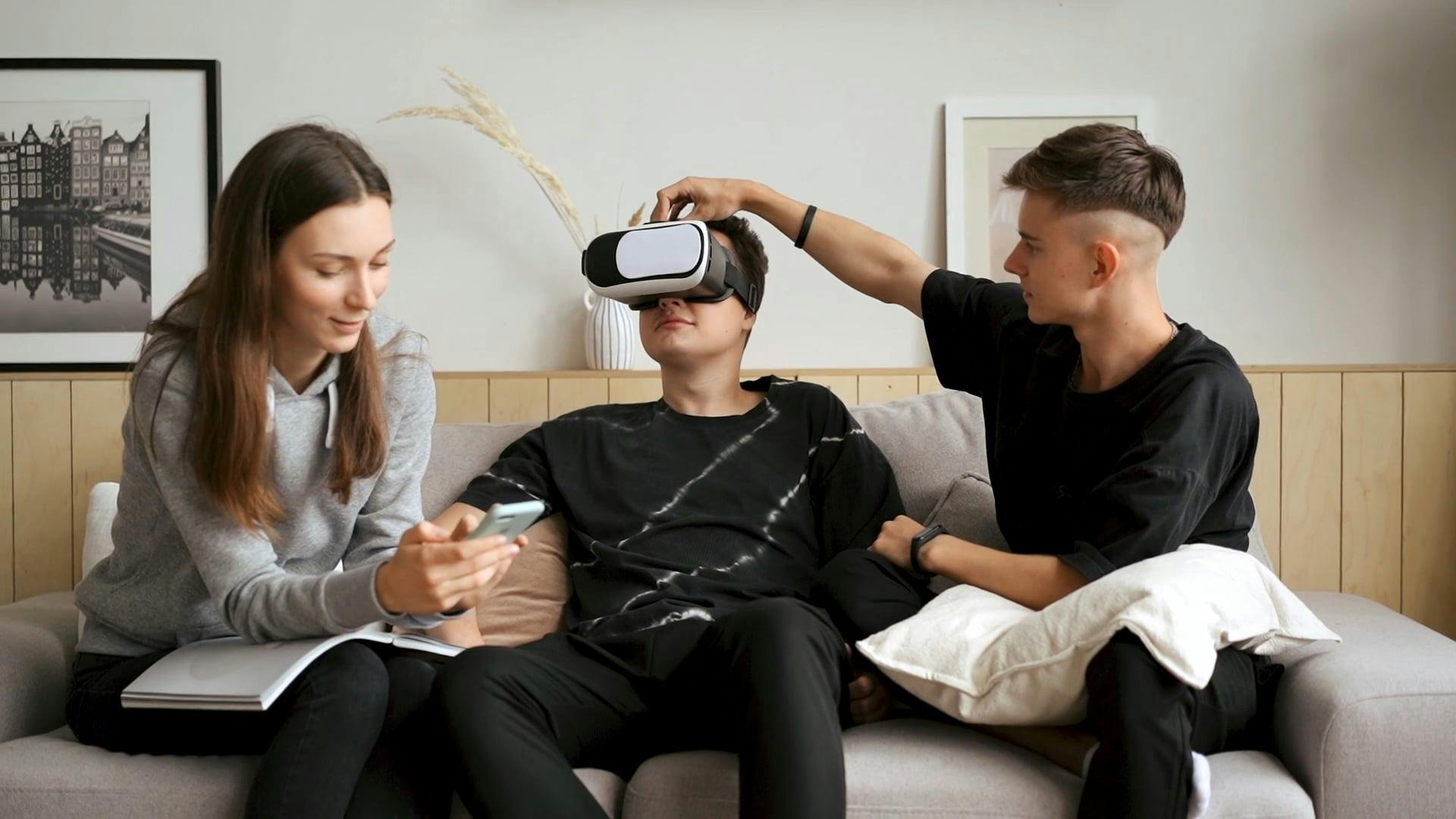 Teenagers Playing a Game on a Virtual Reality Console Free Stock Video ...