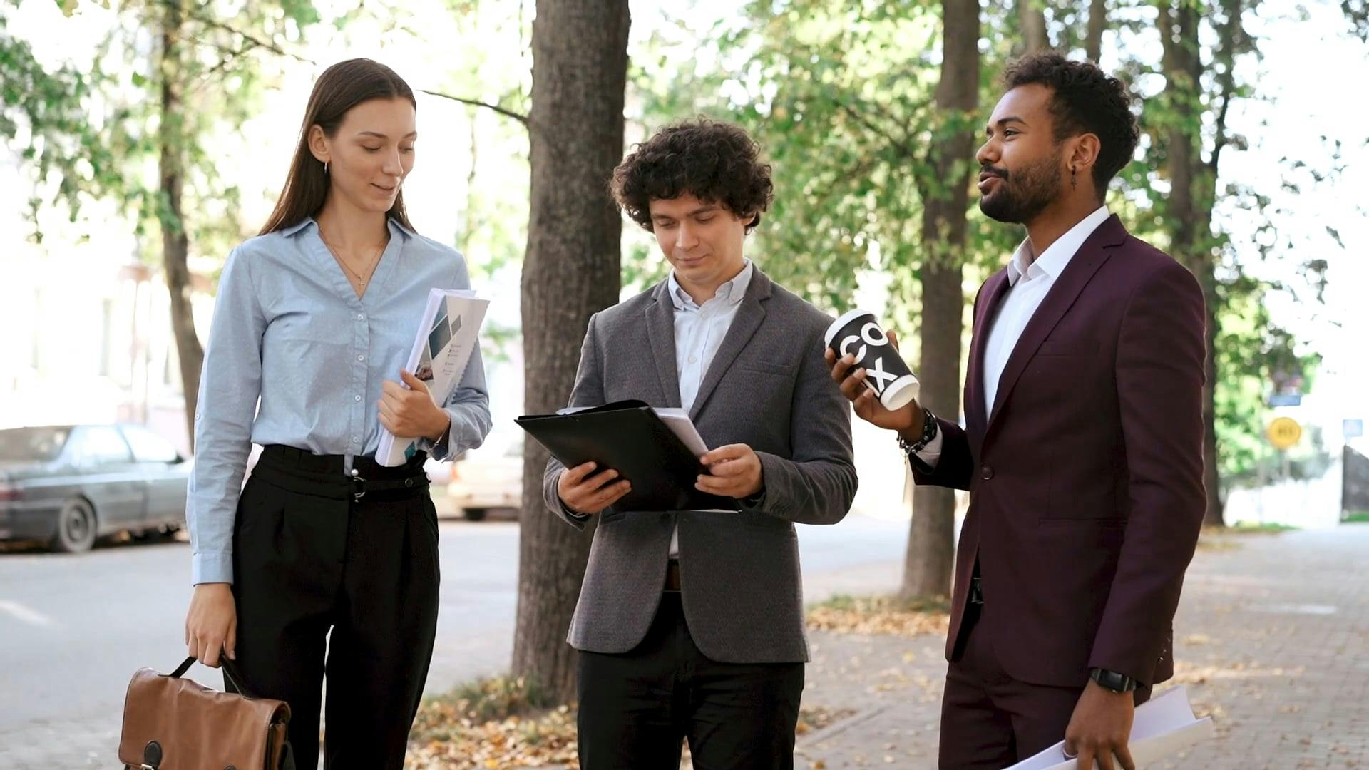 Officemates Talking while on the Street Free Stock Video Footage ...