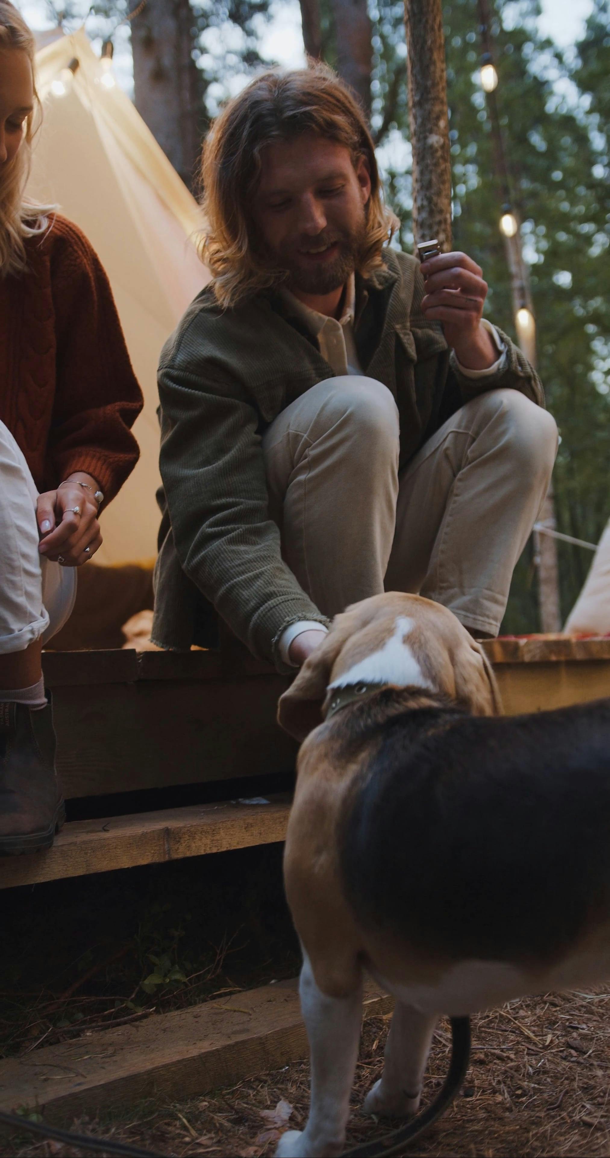 Couple Petting a Dog · Free Stock Video