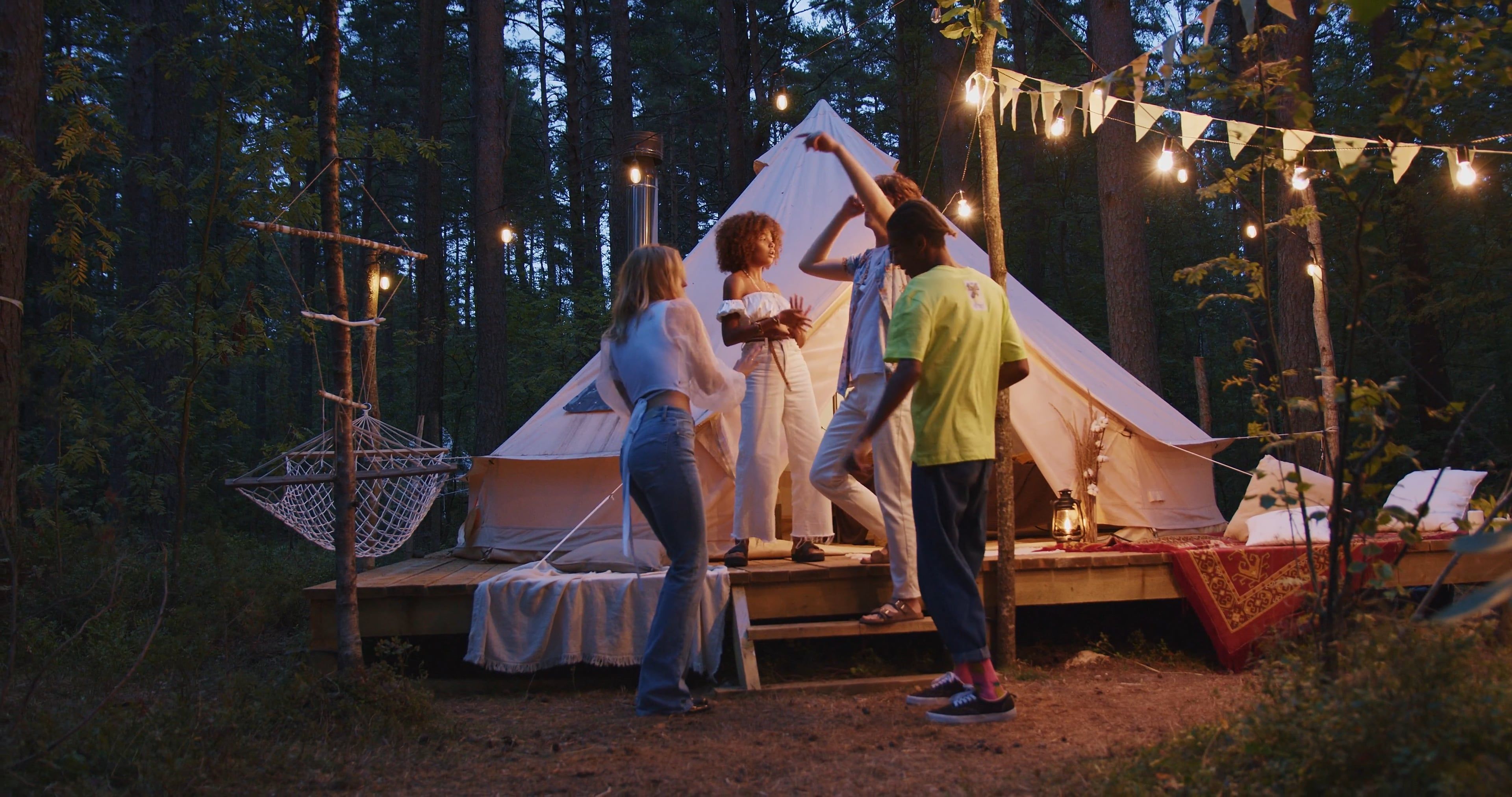 Young People Dancing in Camping Site · Free Stock Video