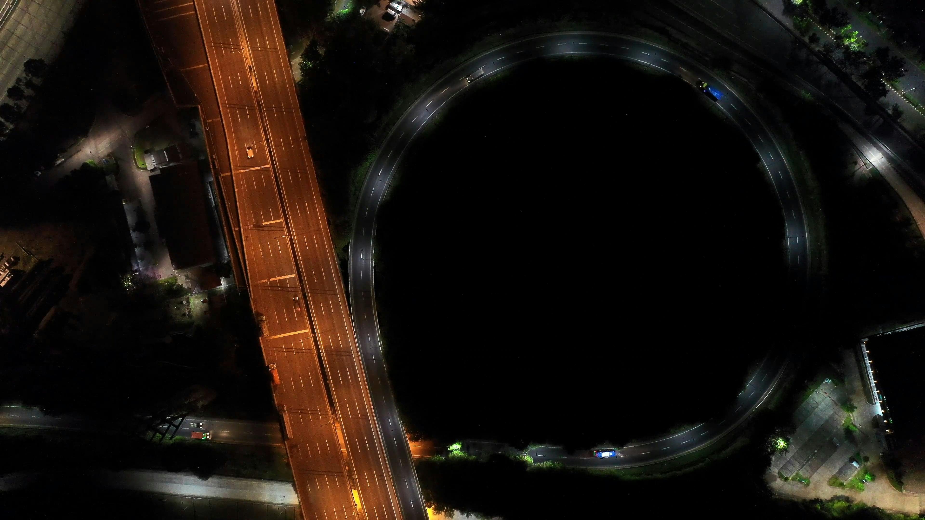 Aerial Hyperlapse of Traffic over big intersection bridges and ring ...