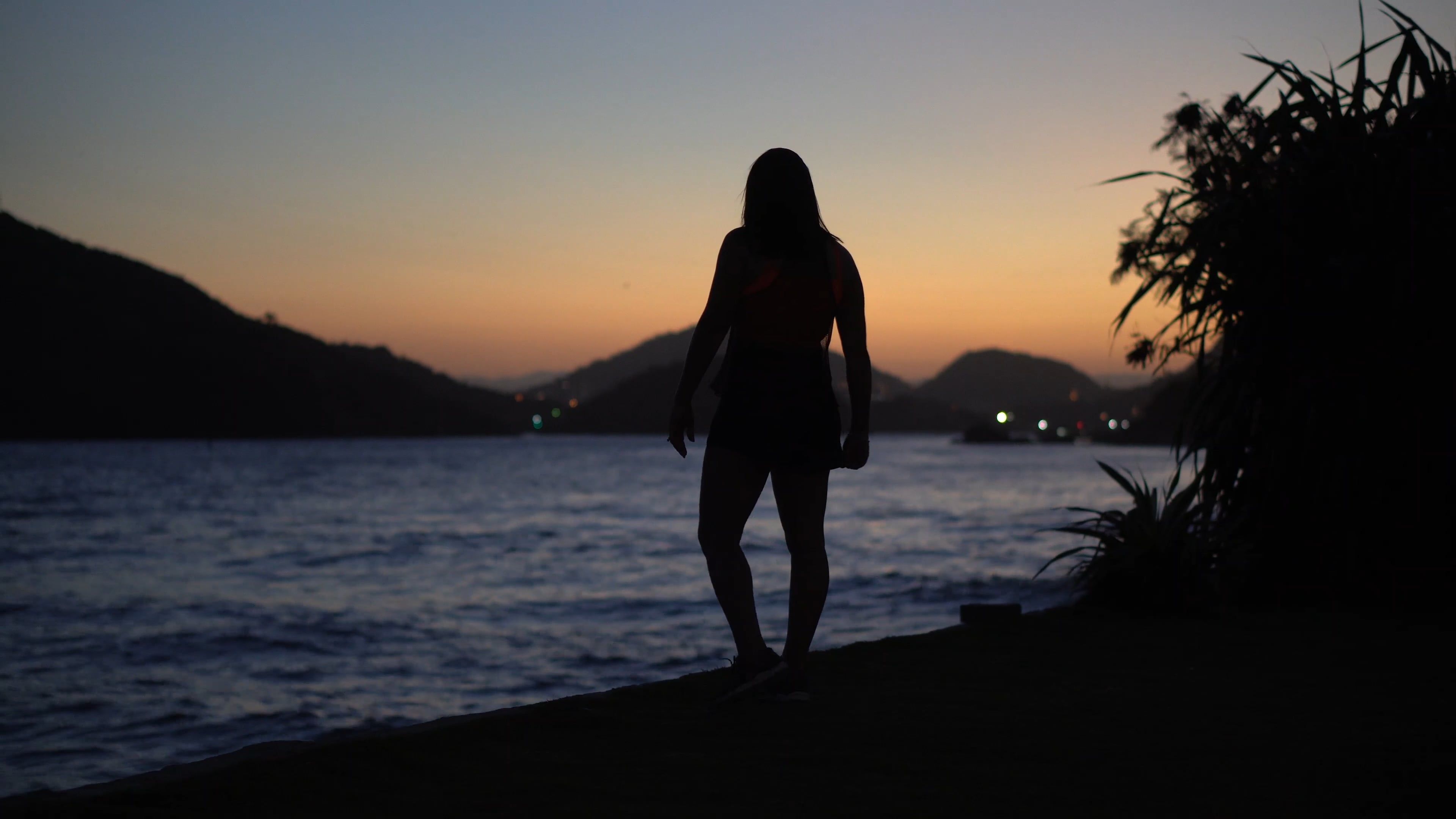 Back View of Young Woman Looking into Horizon Free Stock Video Footage ...