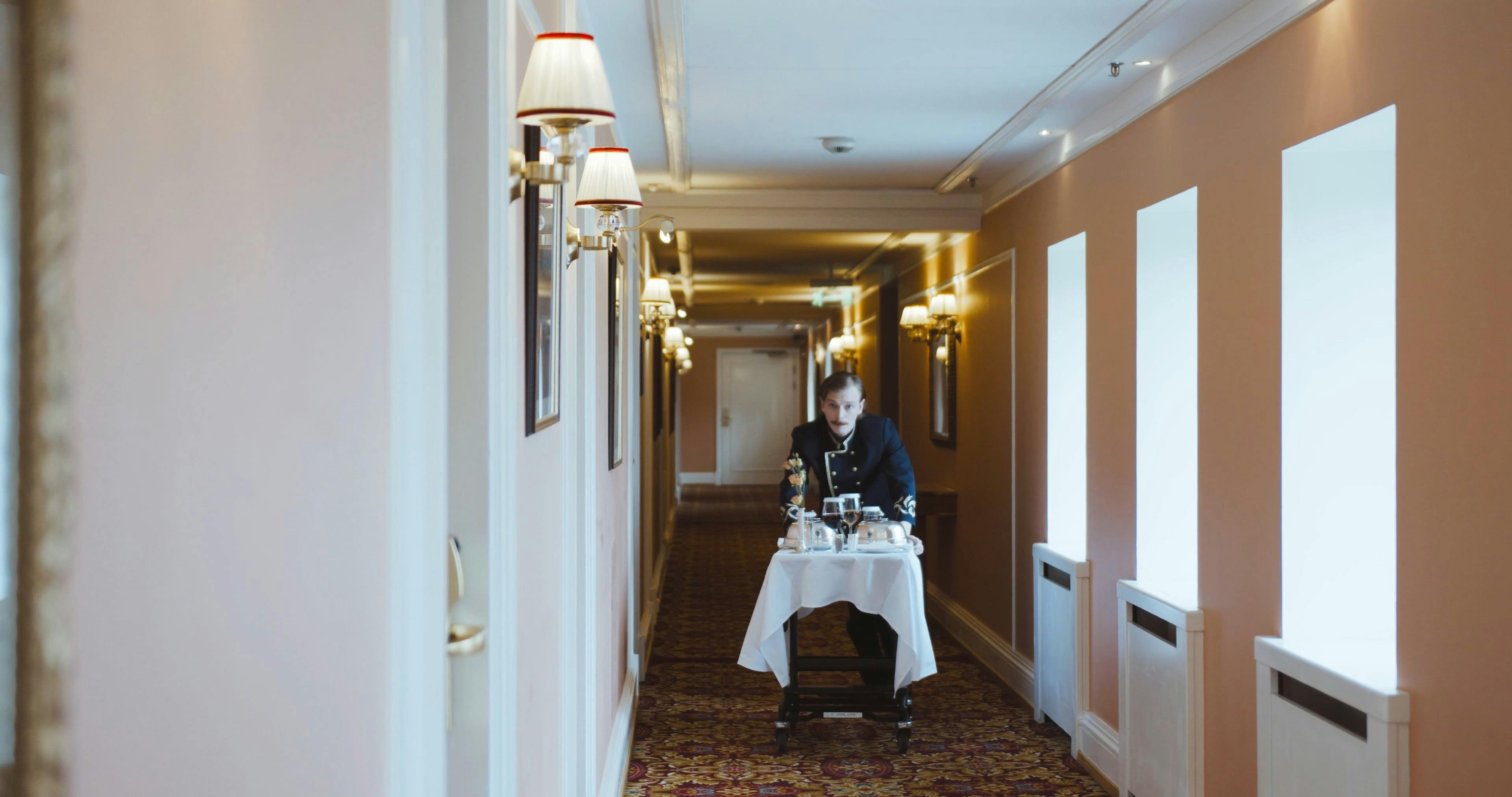 Young Man Pushing Room Service Trolley Free Stock Video Footage ...