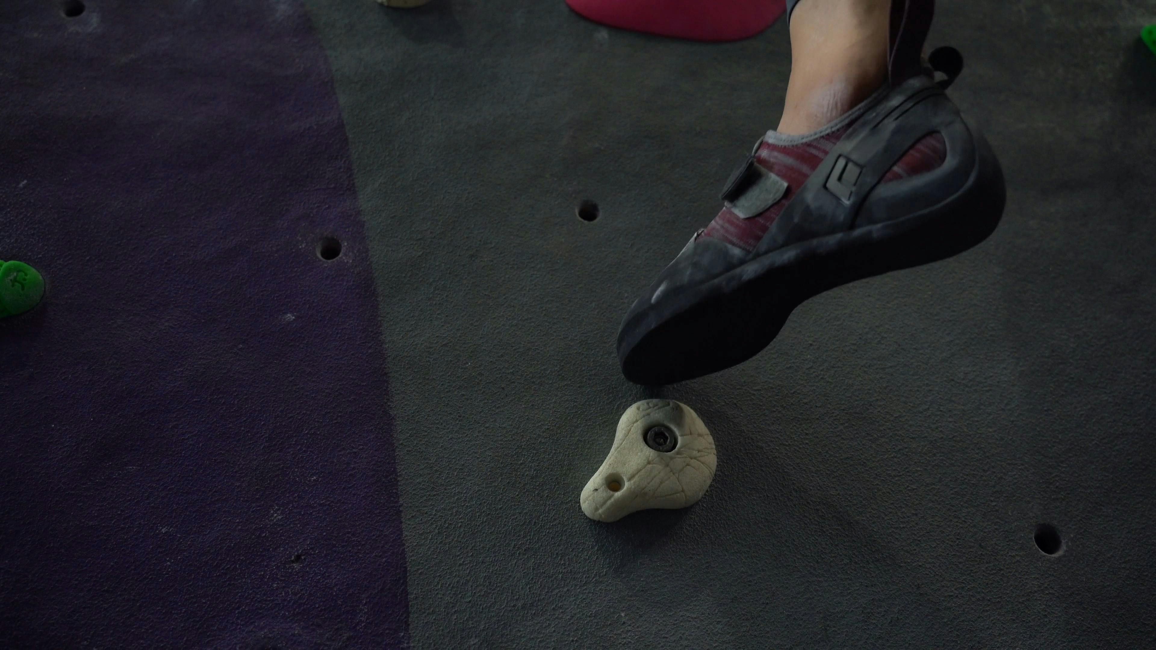 Close-Up View of Person's Foot on Climbing Wall Free Stock Video ...