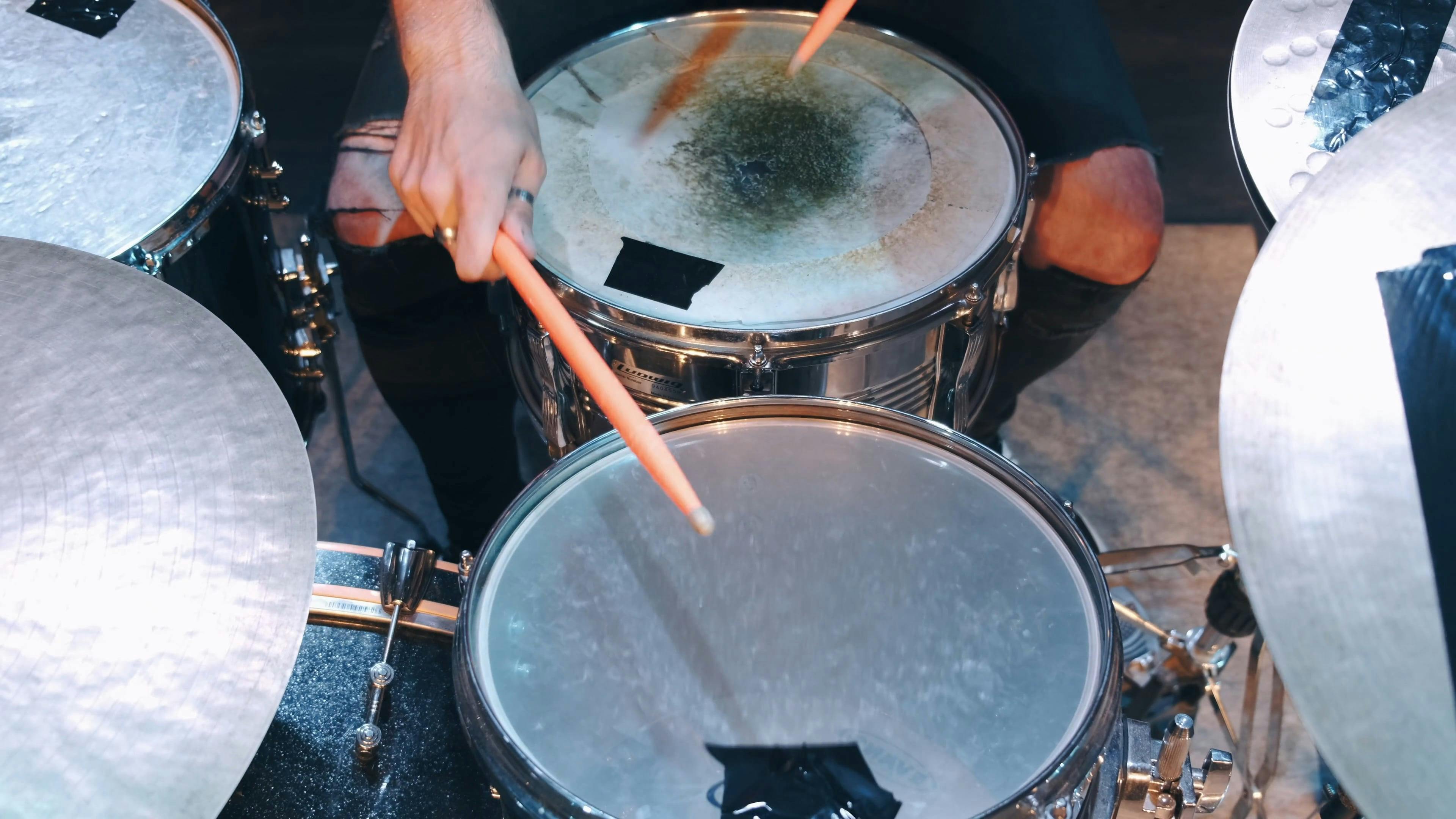 High Angle Shot of a Drummer Performance Free Stock Video Footage ...