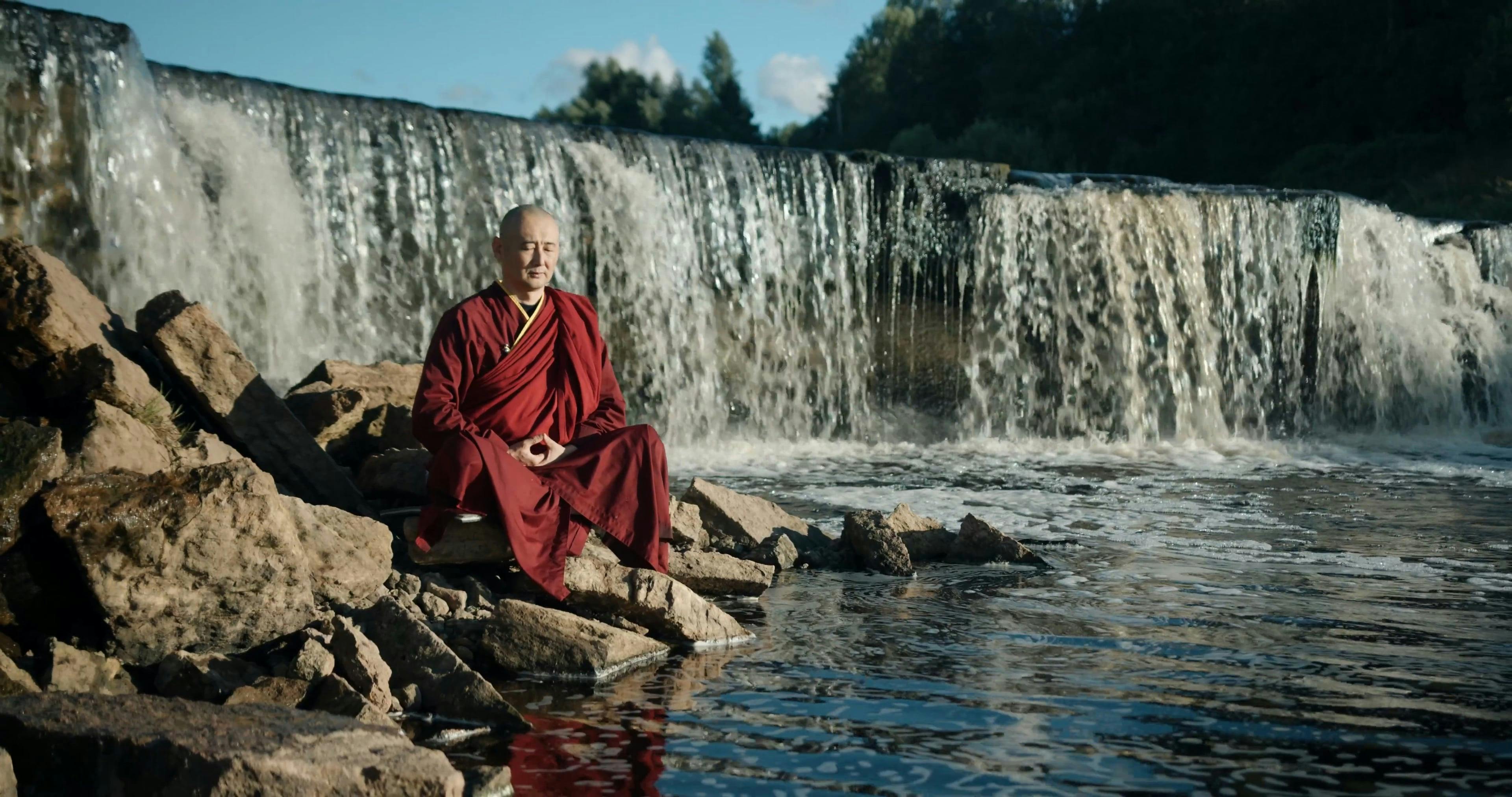 A Monk Meditating Outdoors · Free Stock Video