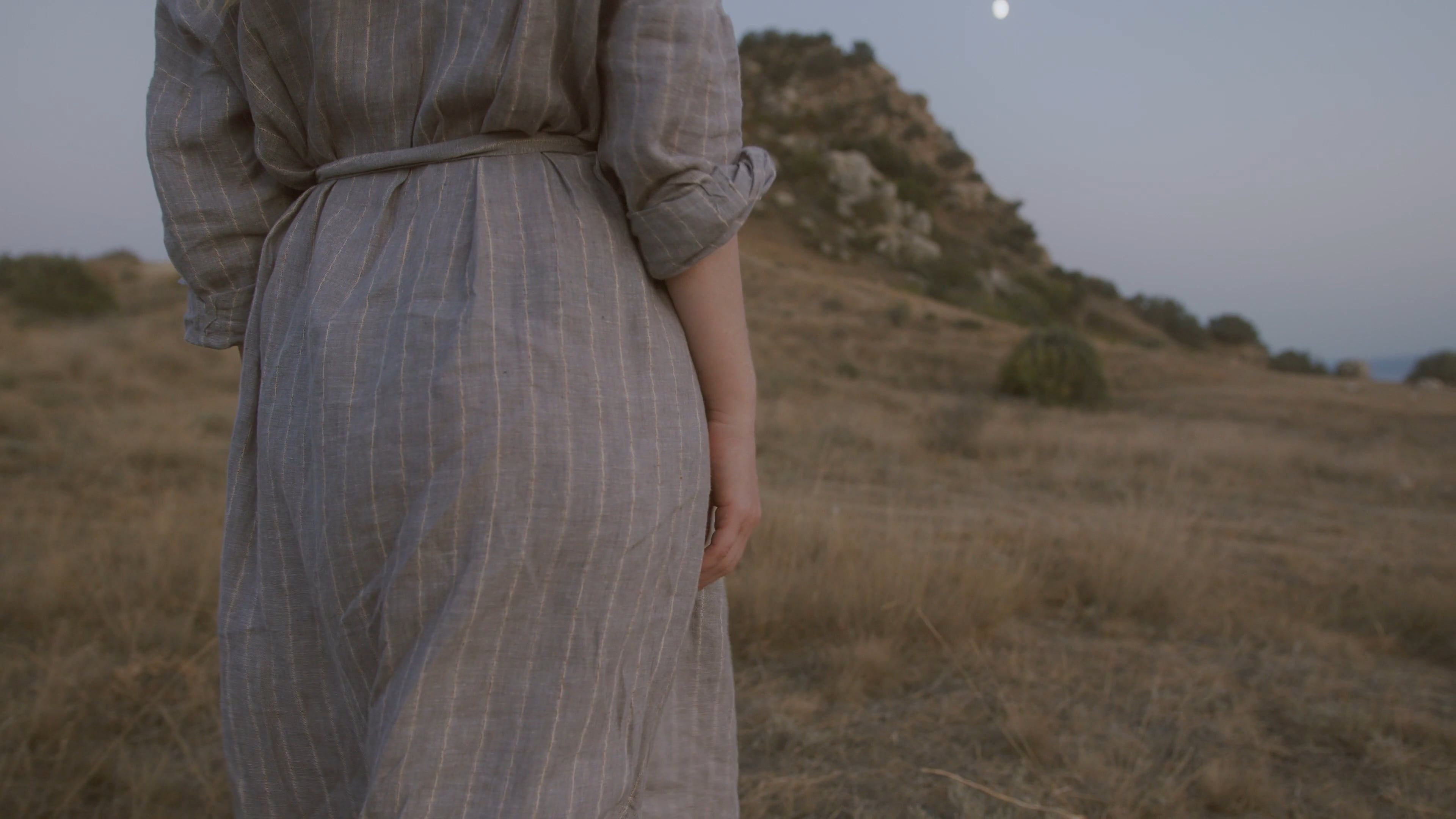 Back View of a Woman Walking on Mountain Free Stock Video Footage ...