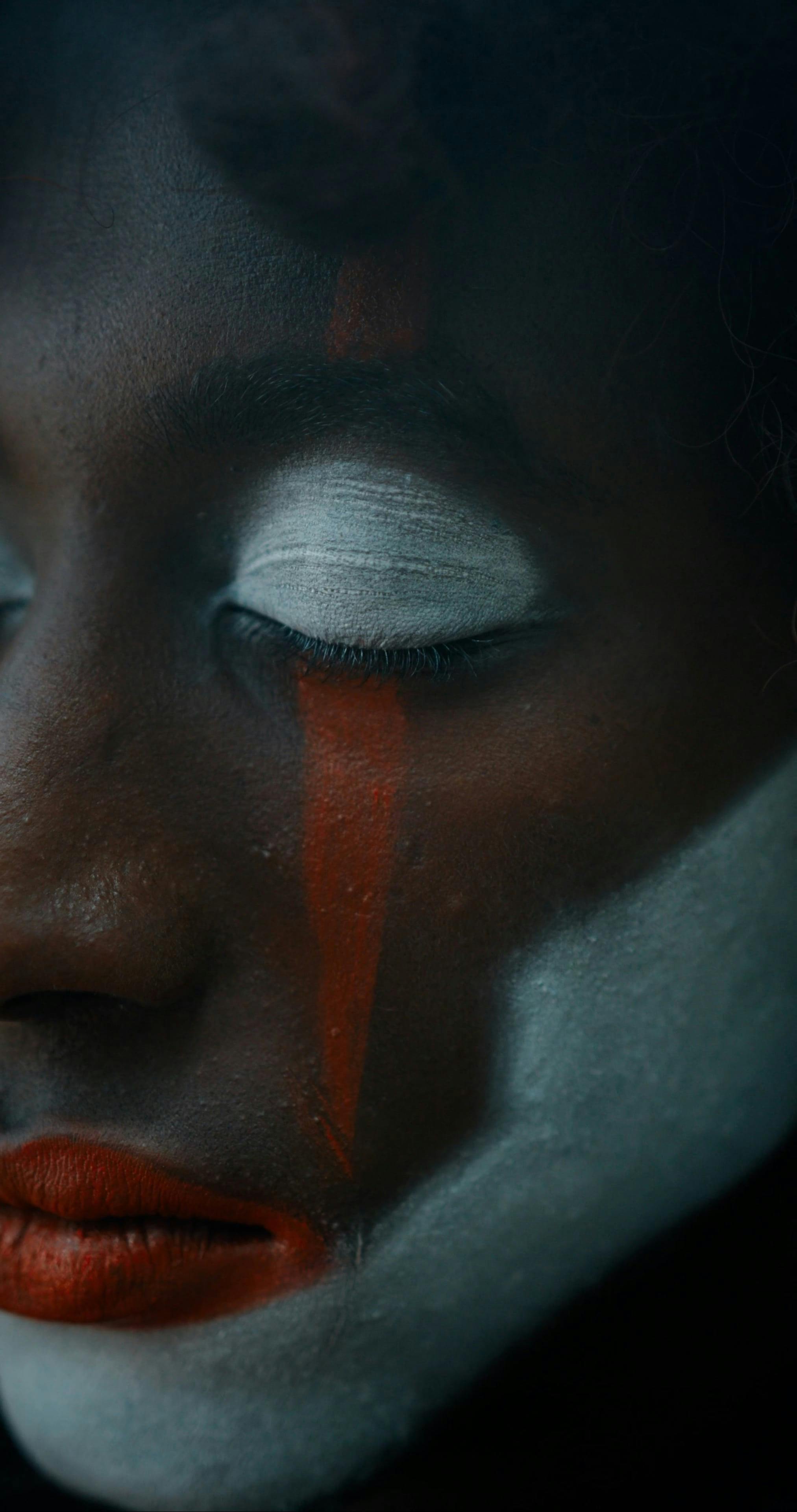 Creepy Smiling Clown Looking at Camera Close up Free Stock Video ...