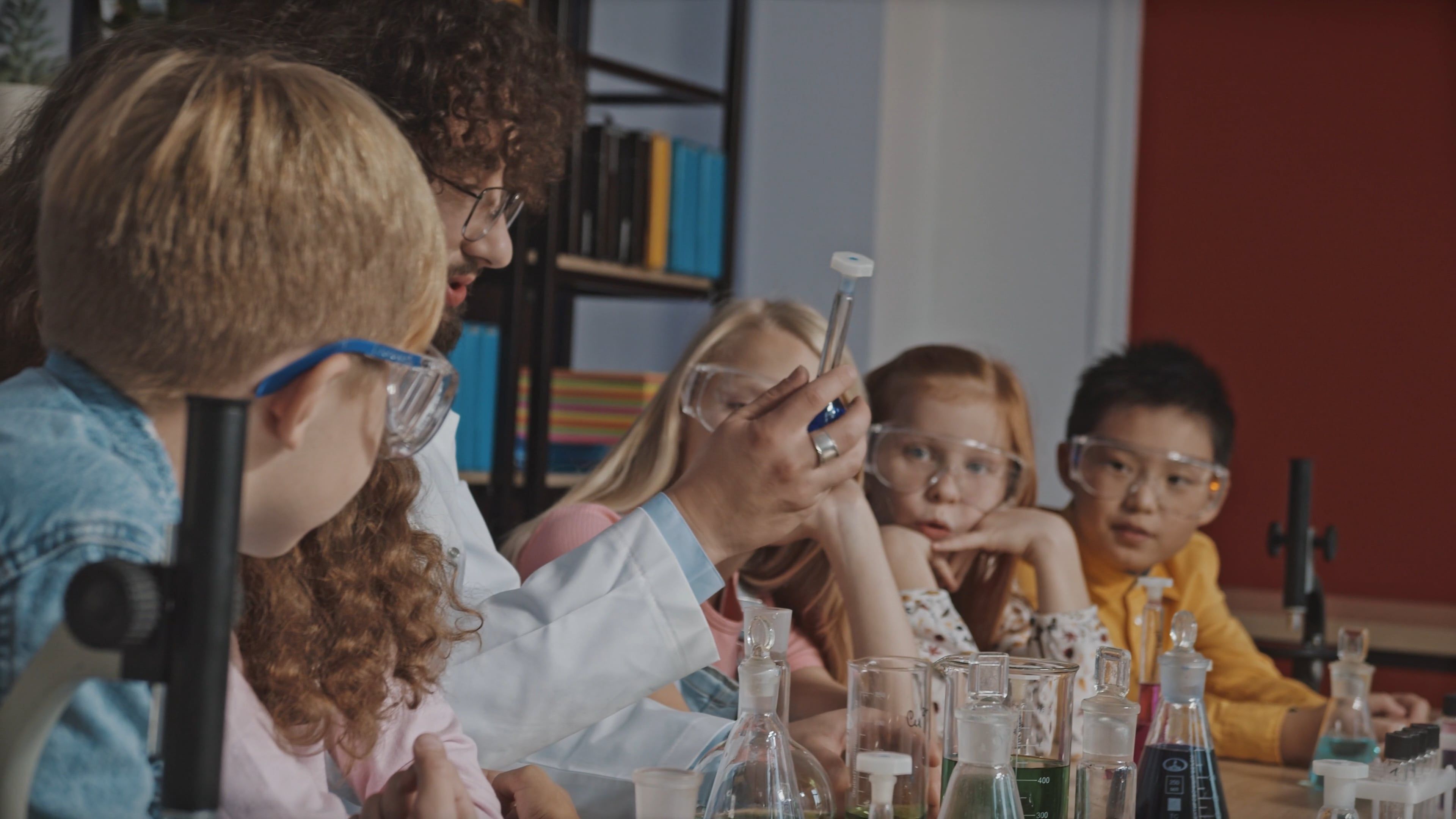 Teacher and Students in Chemistry Class · Free Stock Video