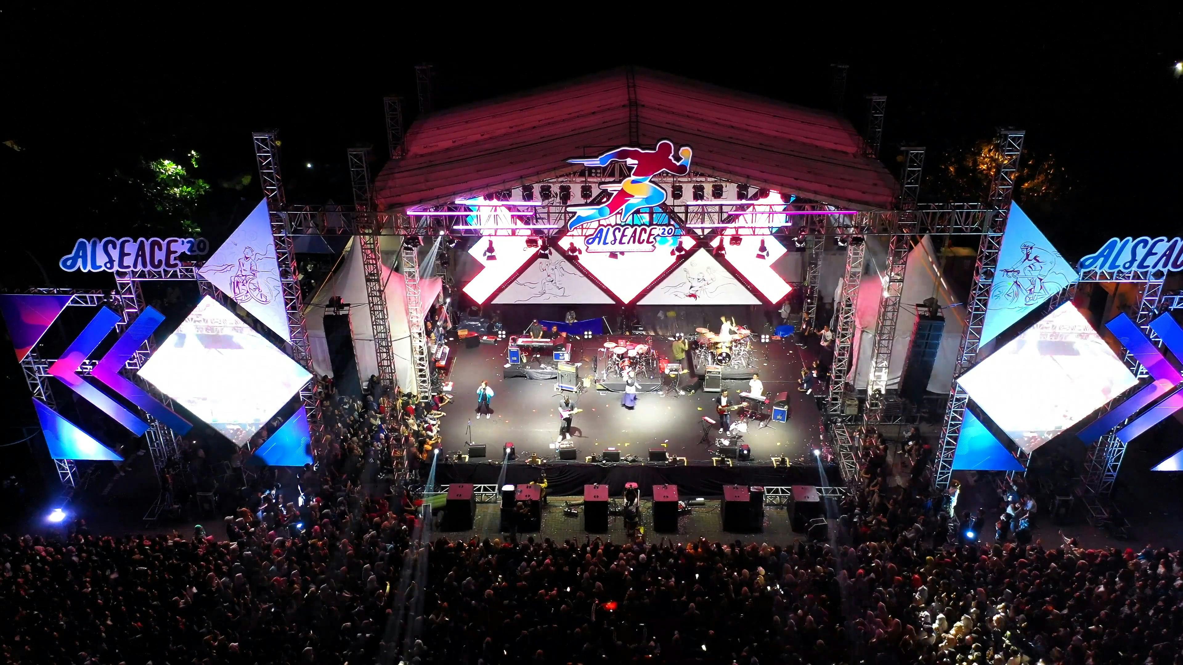 Top View of Musical Band Performing at a Concert · Free Stock Video