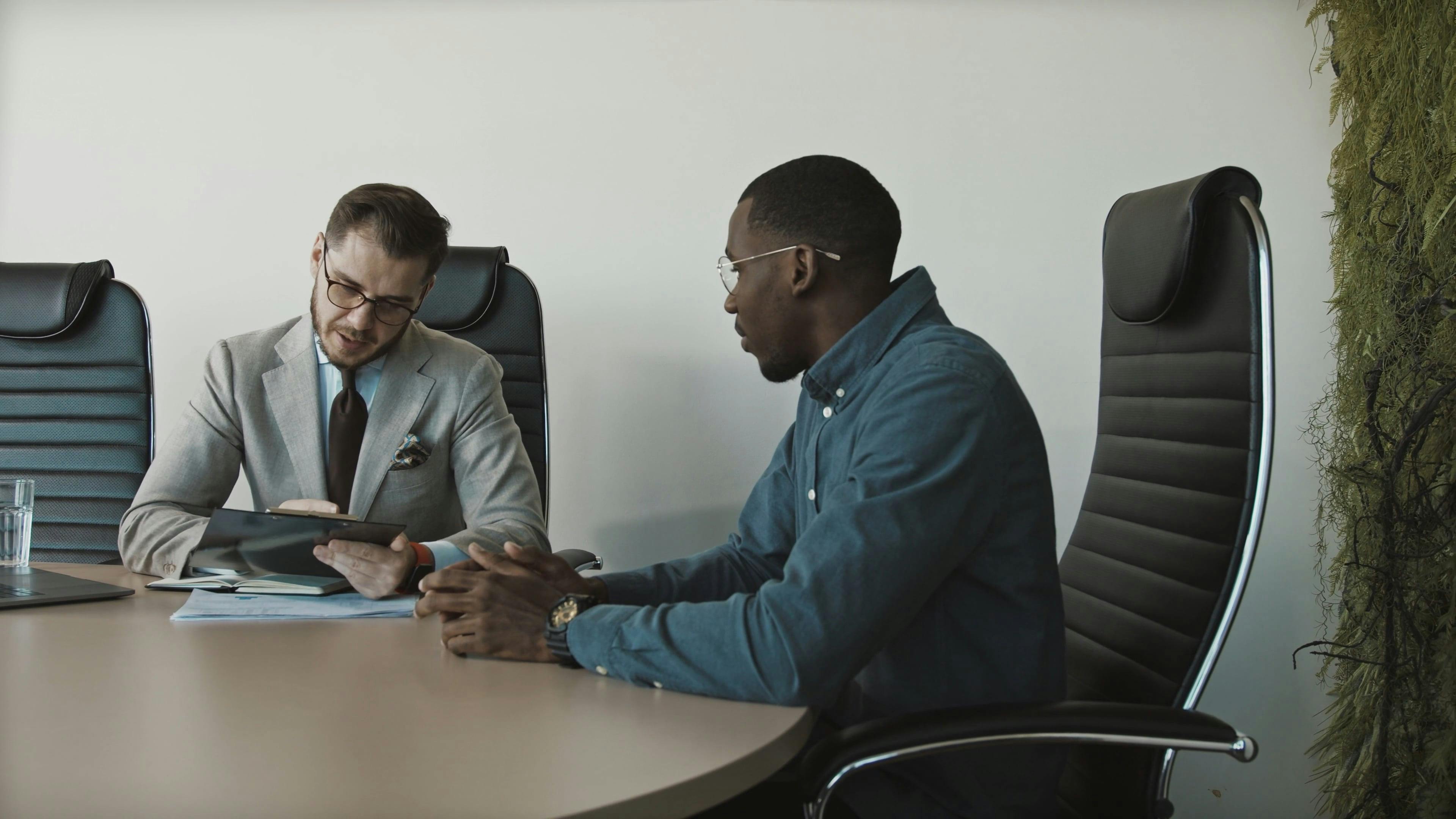 An Interviewer Talking to an Applicant Free Stock Video Footage ...