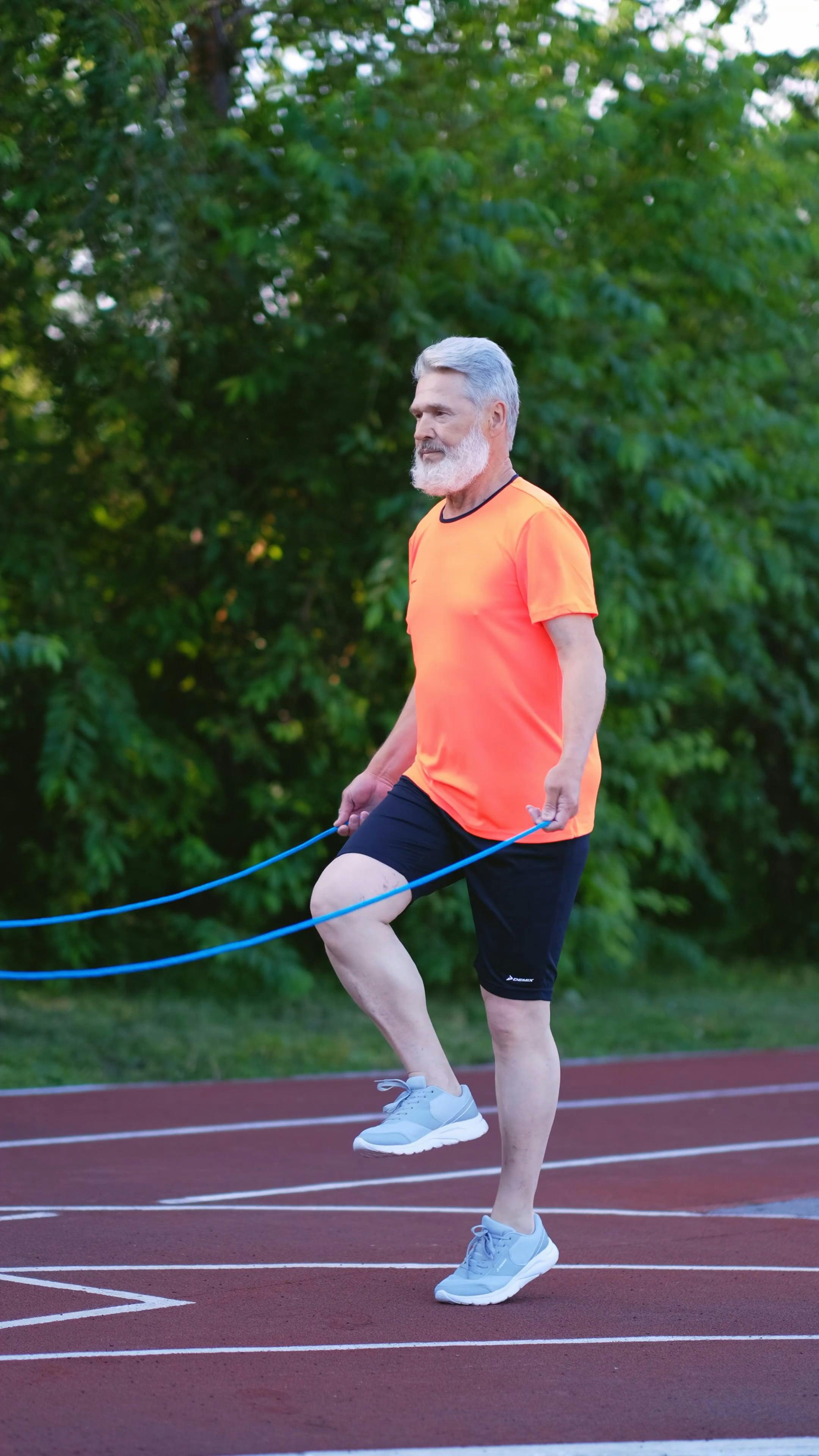 Senior Man Skipping Rope Outdoors Free Stock Video Footage, Royalty ...