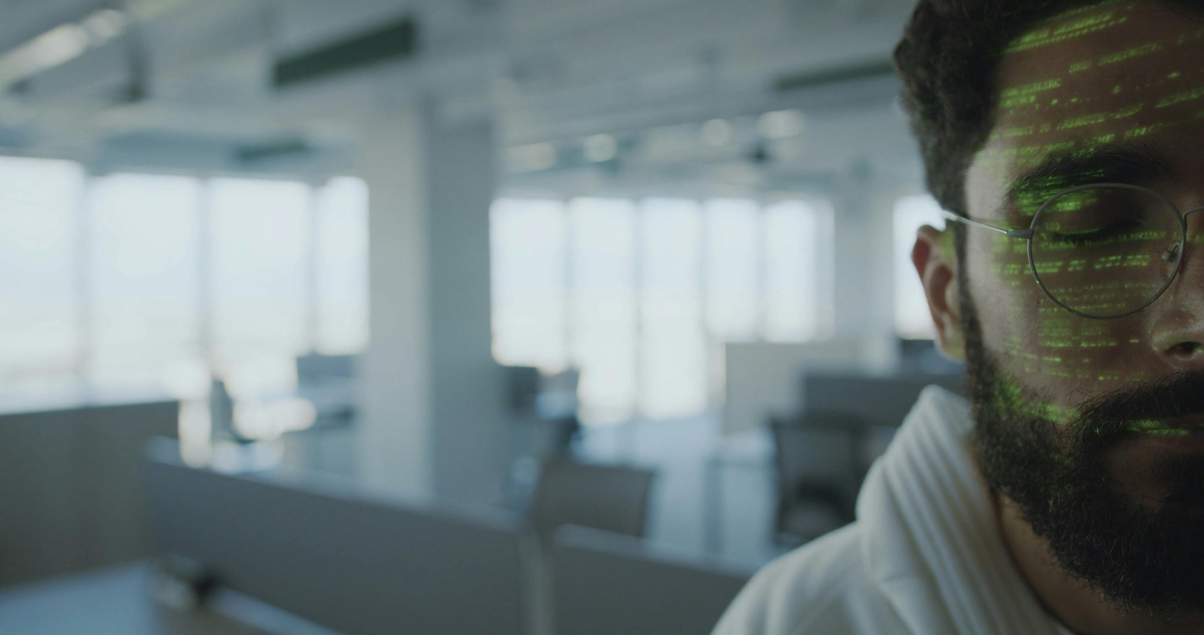 Reflection of Codes in a Man's Face Free Stock Video Footage, Royalty ...