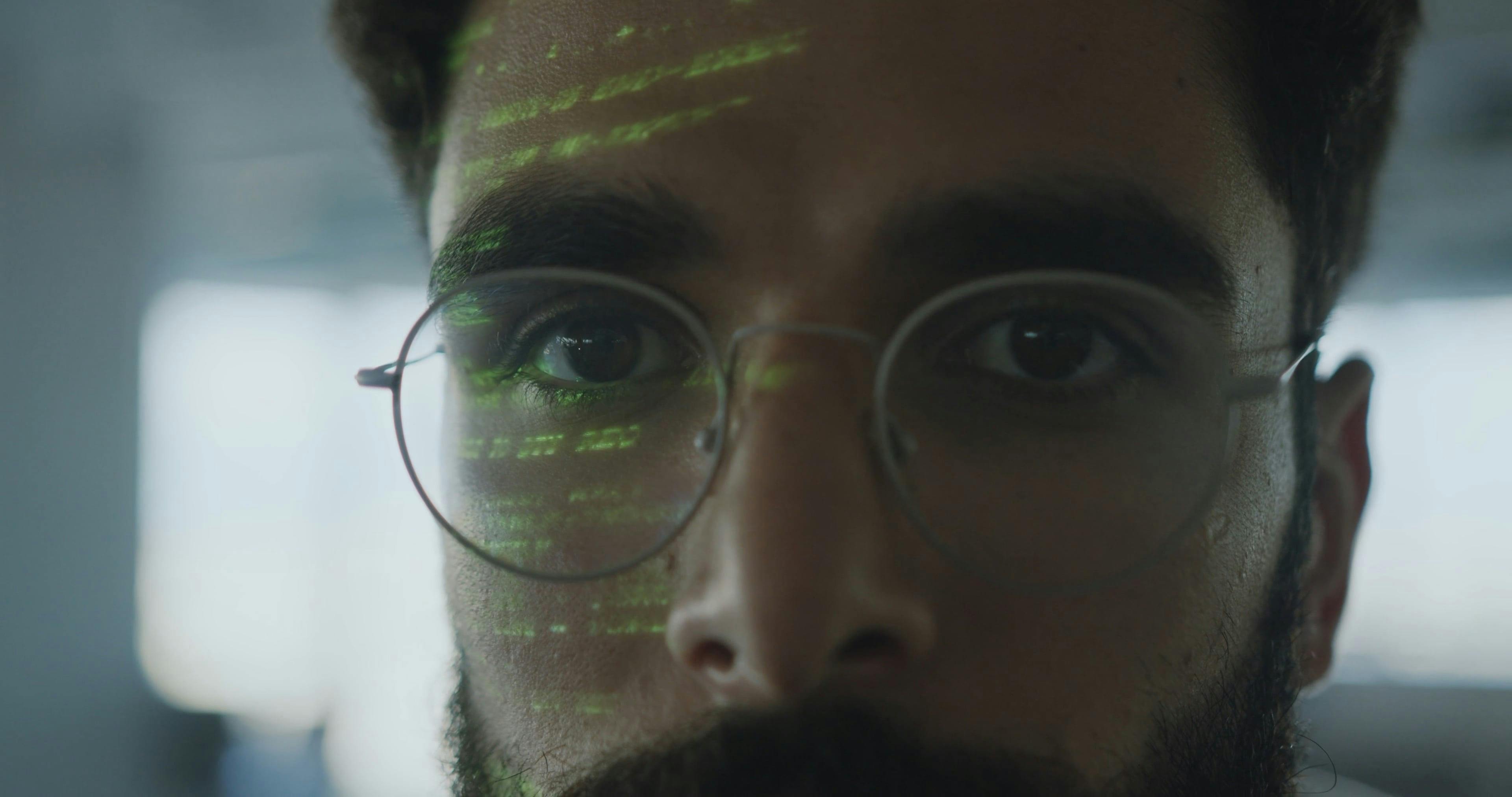 Closeup Video of a Man's Face with Codes Free Stock Video Footage ...